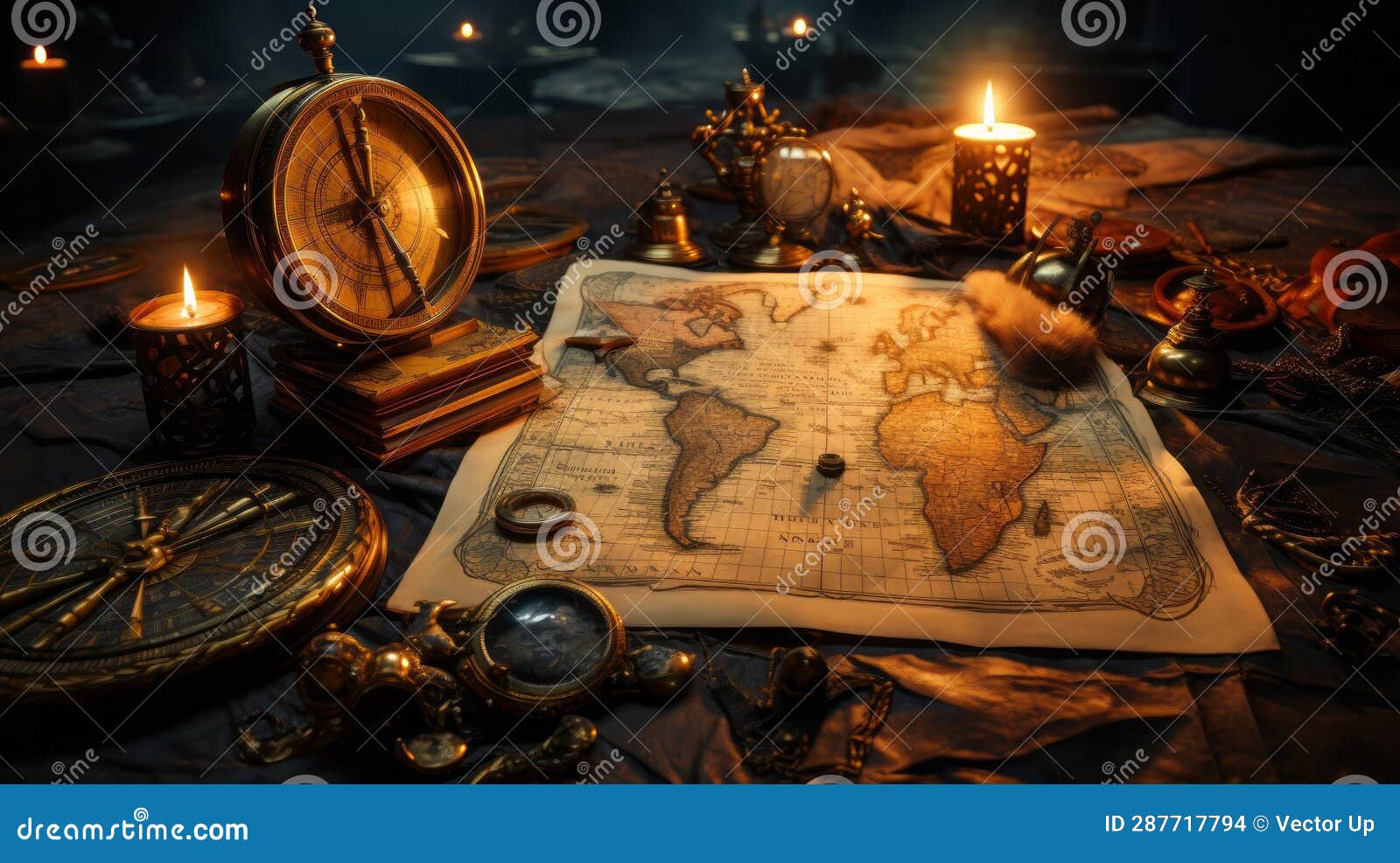 Retro Vintage Antique Treasure Map. Adventure Explore. Generative AI ...