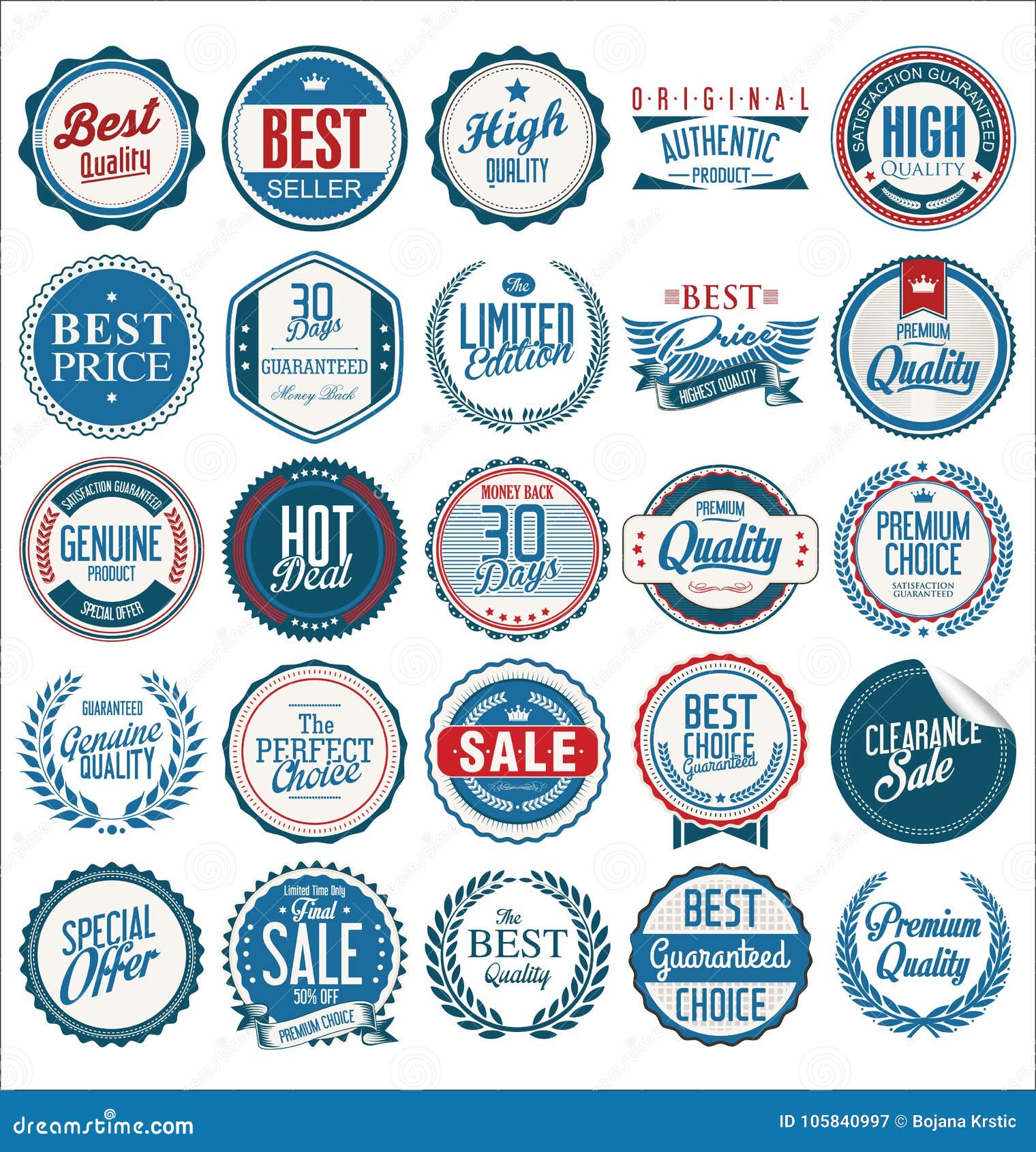 Retro Vintage Badges Illustration Collection Stock Illustration ...