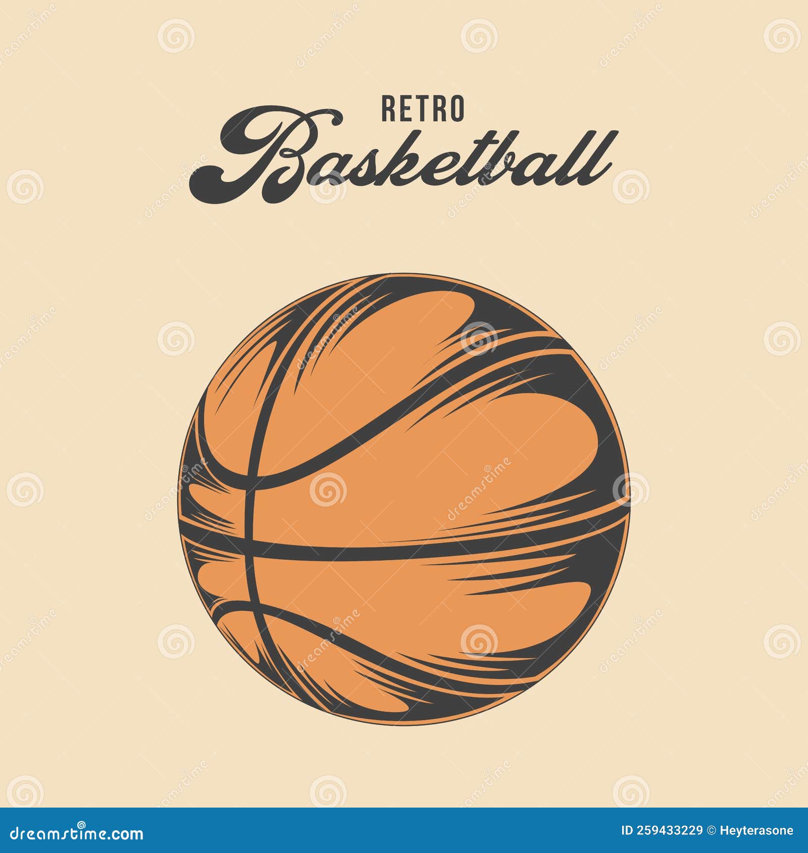 Retro Vintage Basketball Vector Illustration Stock Vector ...