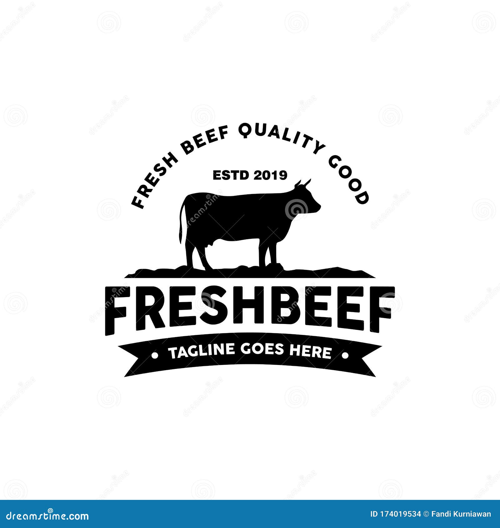 Set Of Vintage Beef Labels, Logos And Badges. Cartoon Vector ...