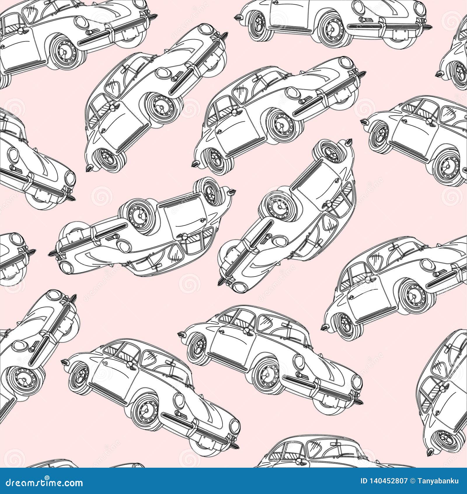 Retro Vintage Car Seamless Pattern. Vector Illustration Stock Vector ...