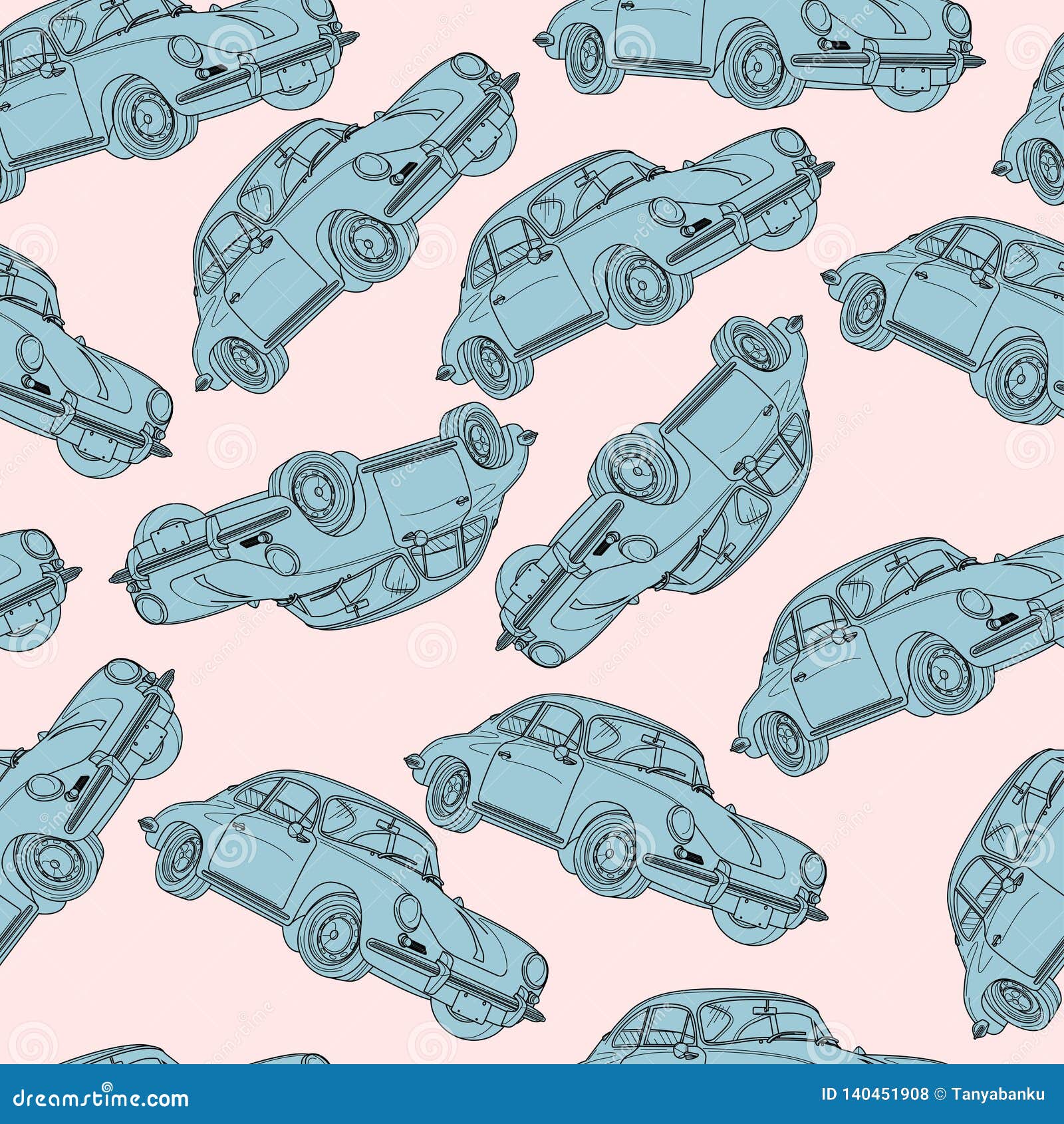 Retro Vintage Car Seamless Pattern. Vector Illustration Stock Vector ...