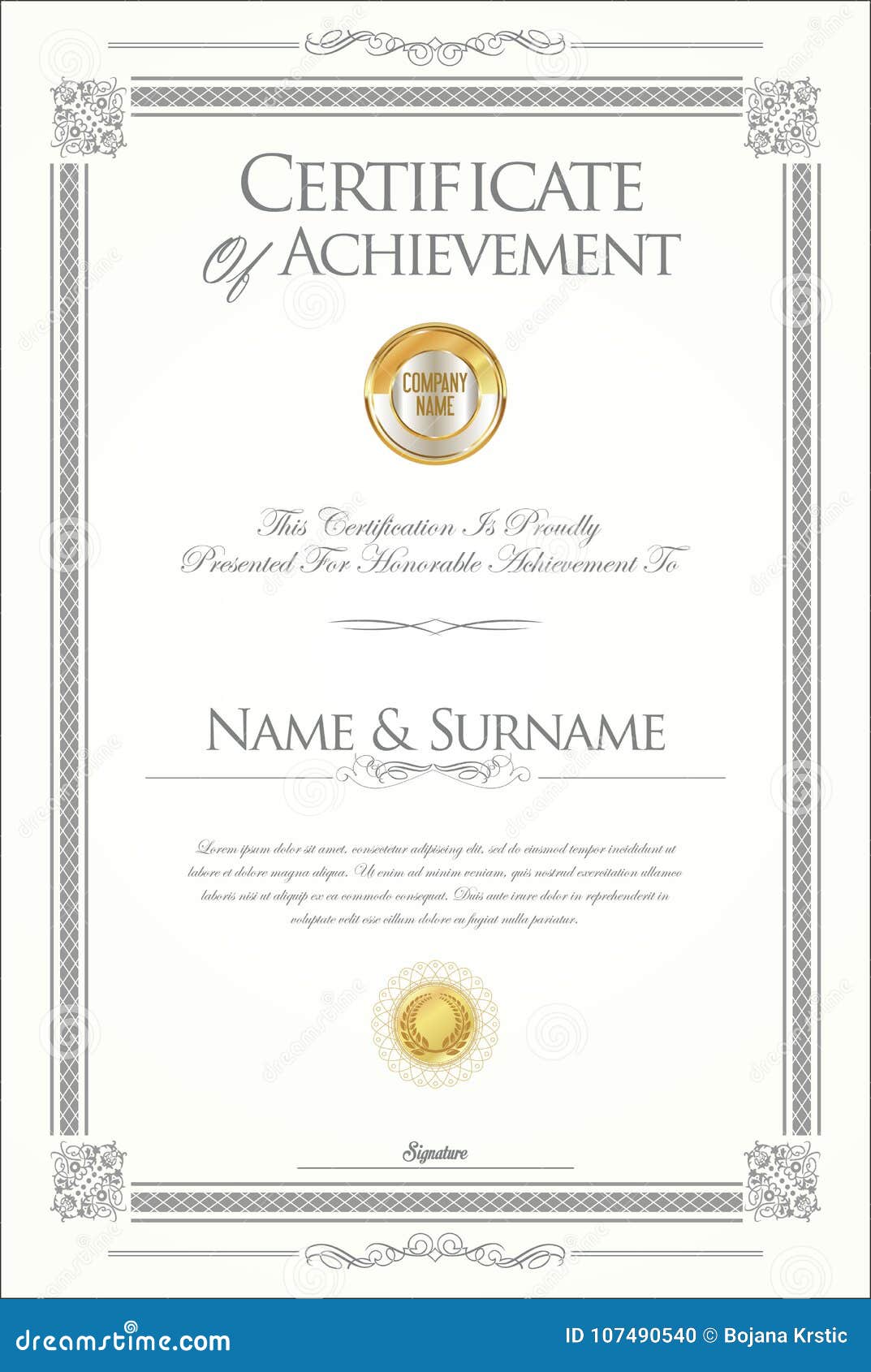 Retro Vintage Certificate or Diploma Template Stock Illustration ...