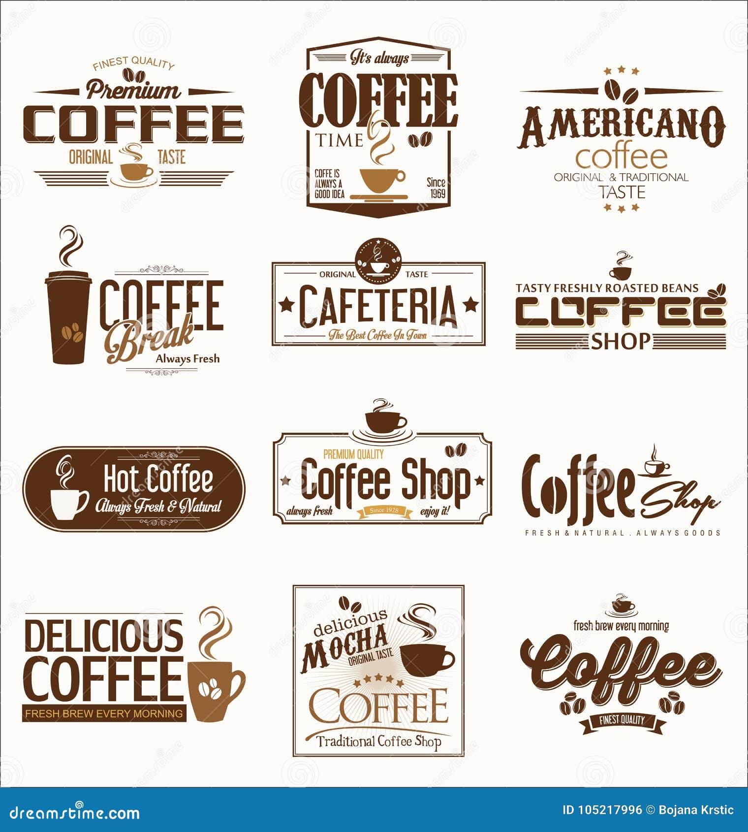 Retro Vintage Coffee Design Collection Vector Illustration Stock Vector ...