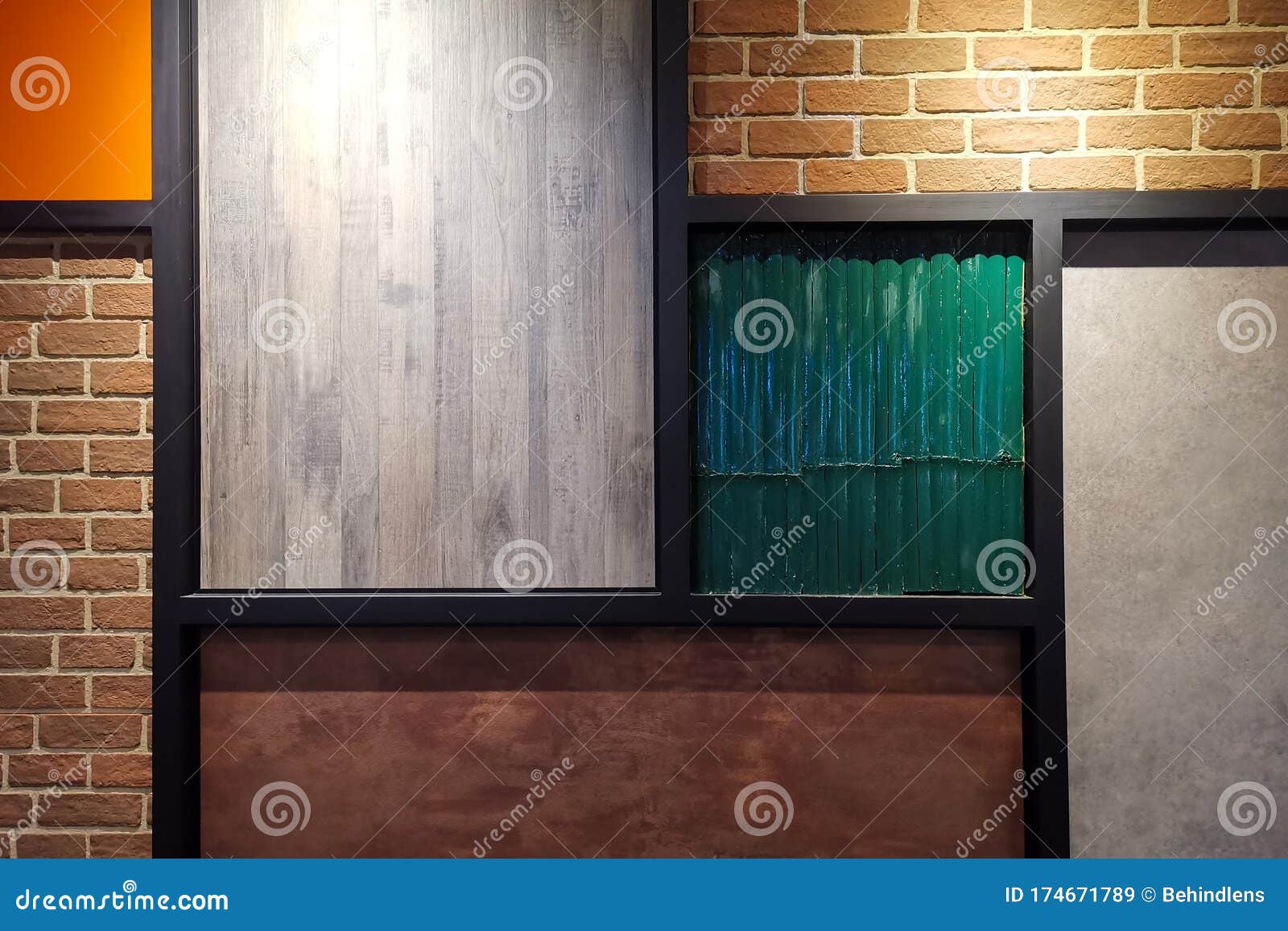 Retro Vintage Color Blocked Design Wall with Various Material ...