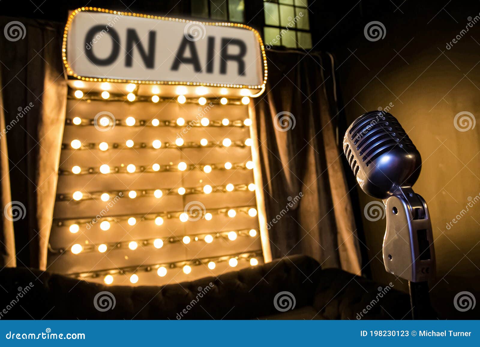 Retro Vintage Condenser Microphone in a Studio Stock Image - Image of ...