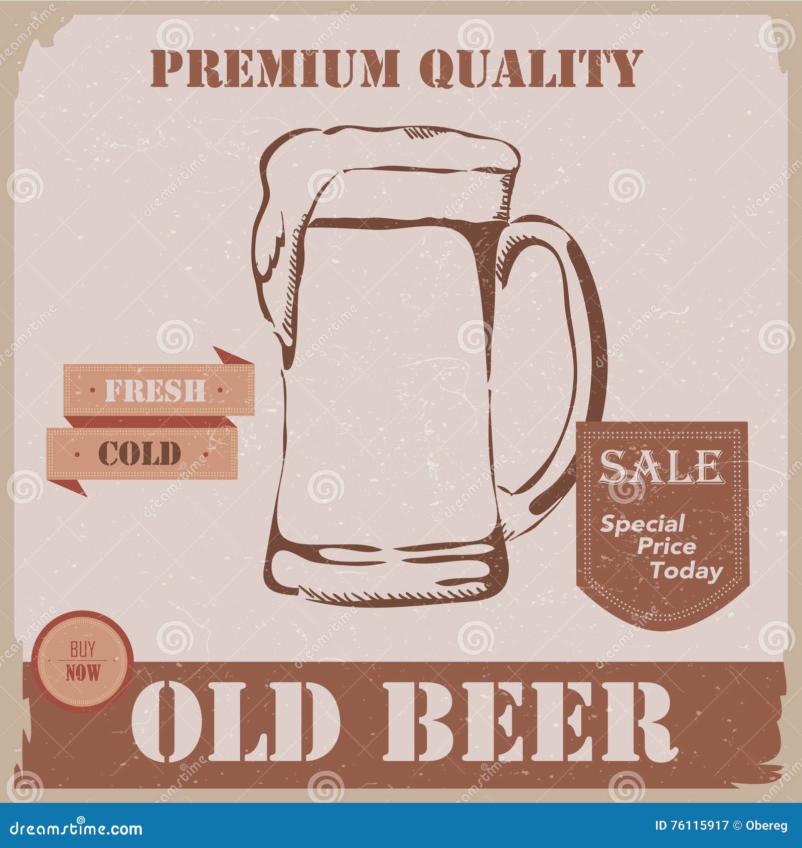Retro Vintage Design Poster with Beer Stock Vector - Illustration of ...