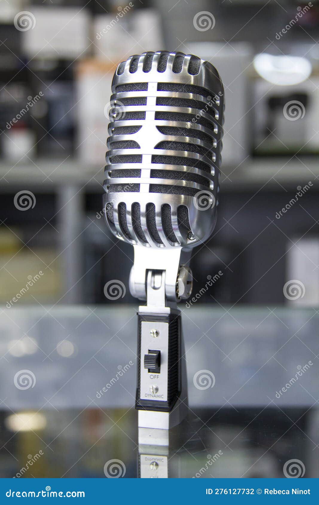 Retro Vintage Dynamic Microphone Stock Photo - Image of gadget, machine ...