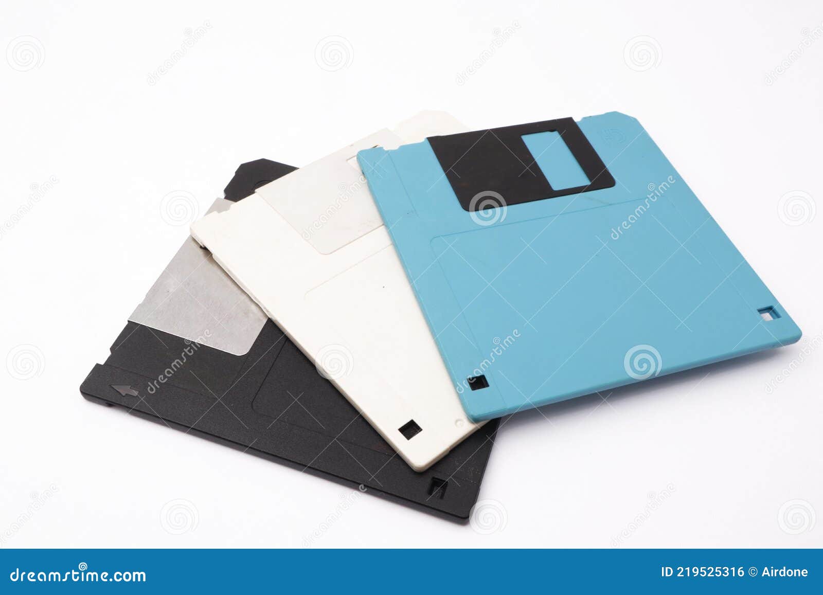 Retro Vintage Floppy Disk Diskettes on White, Old Time Computer Storage ...