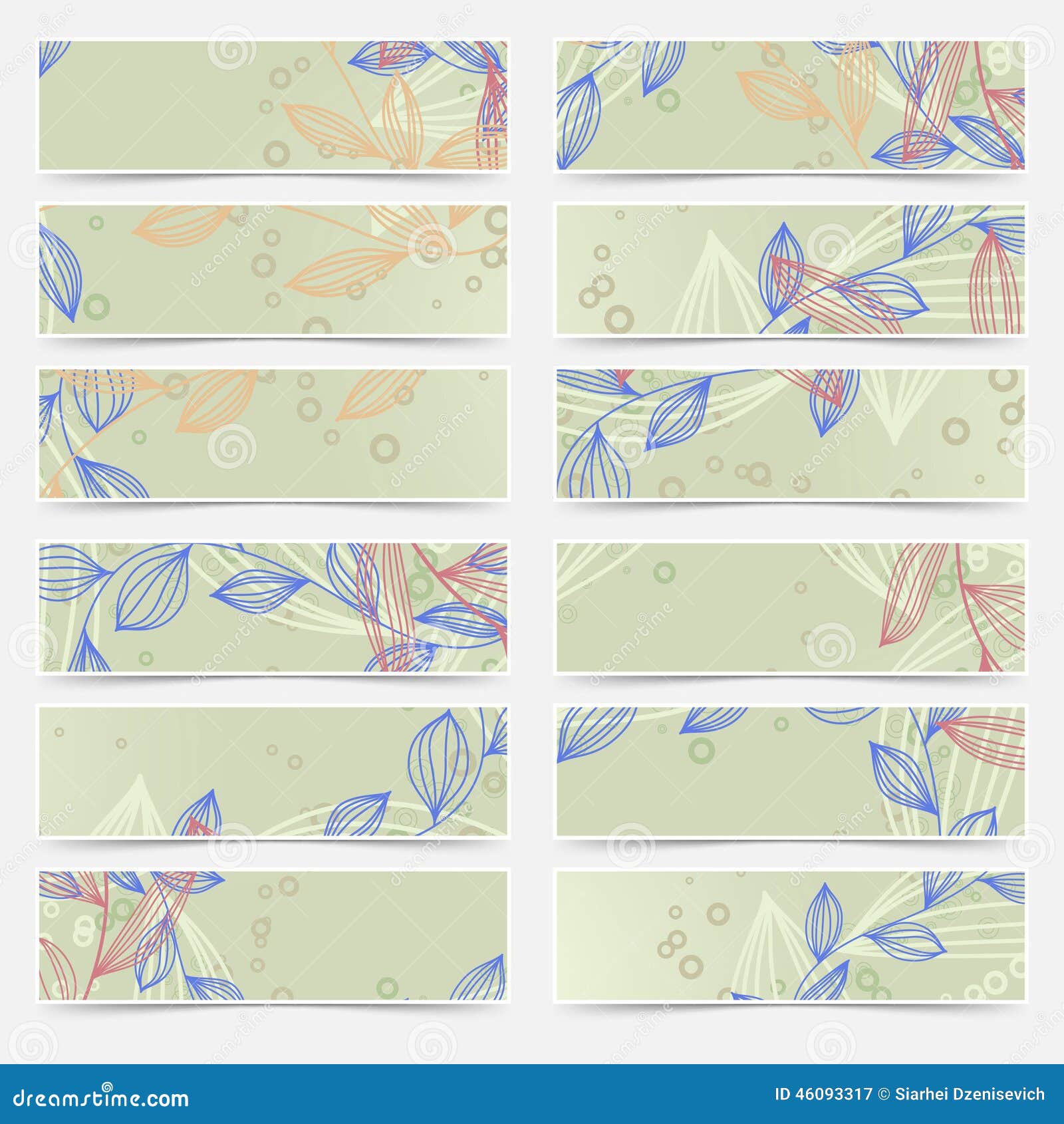 Retro Vintage Floral Pattern Card Header Set Stock Vector ...