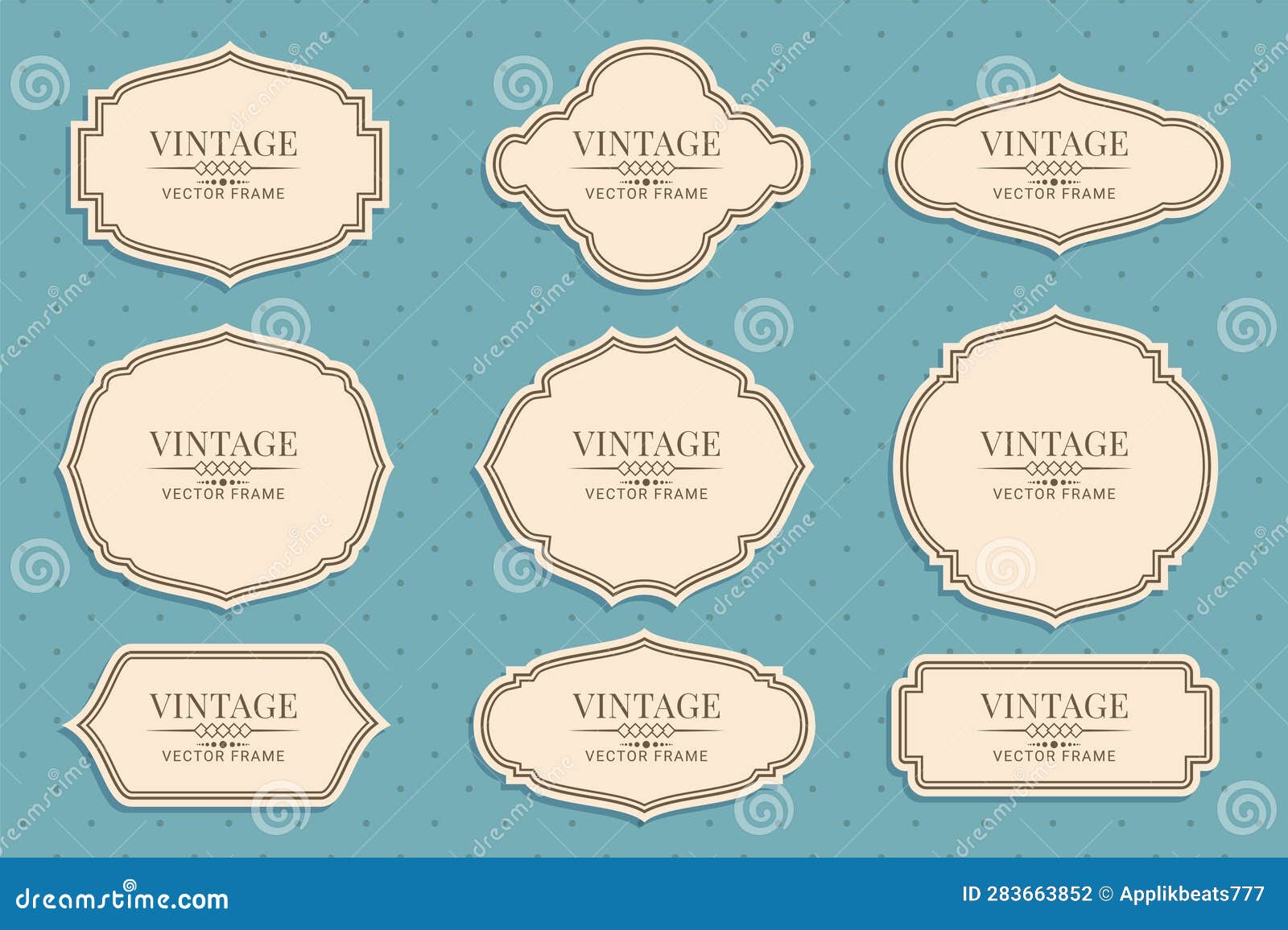 Retro Vintage Frames Collection Vector Illustration Stock Vector ...