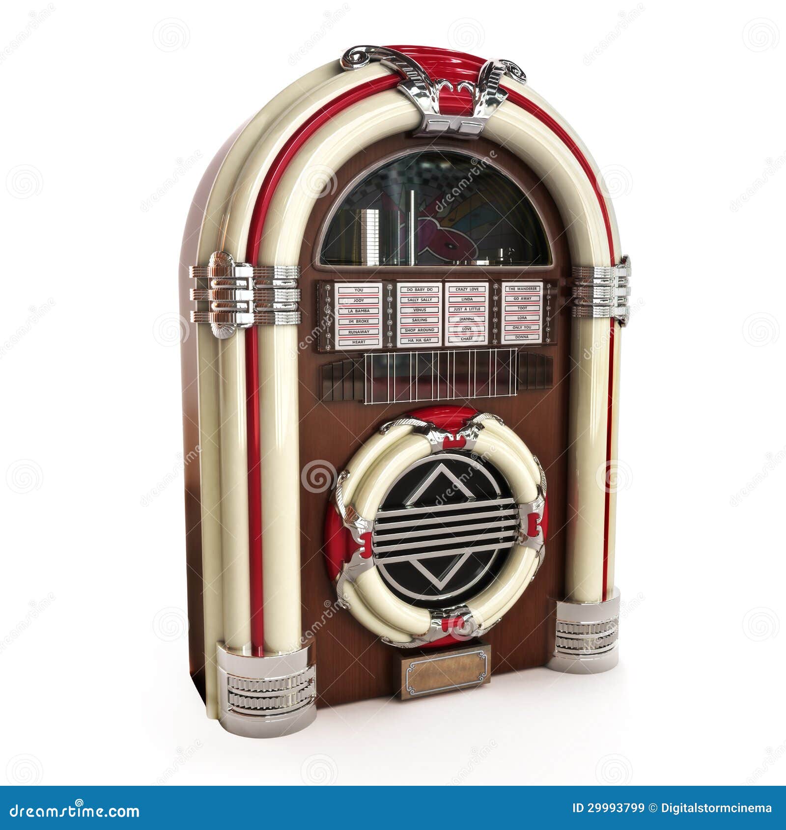 Vintage Jukebox In Room On The Wooden Floor, 3D Rendering Royalty-Free ...