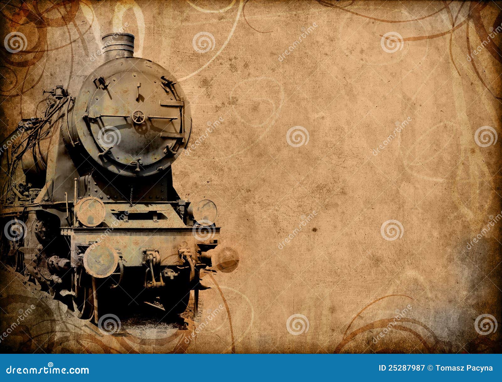 Retro Vintage Old Train Background Stock Illustration - Illustration of ...