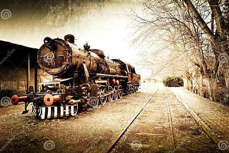 Retro Vintage Old Train Background Stock Image - Image of locomotive ...