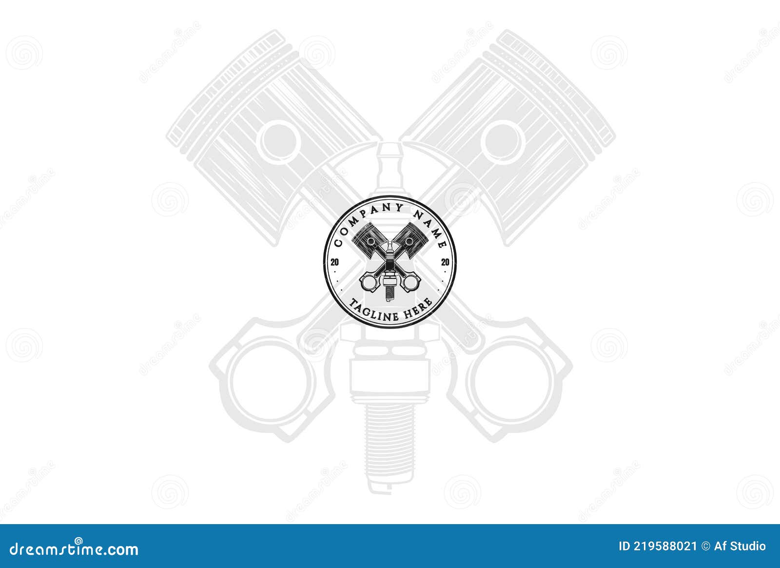 Retro Vintage Piston Spark Plug Auto Garage Logo Design Vector Vector ...