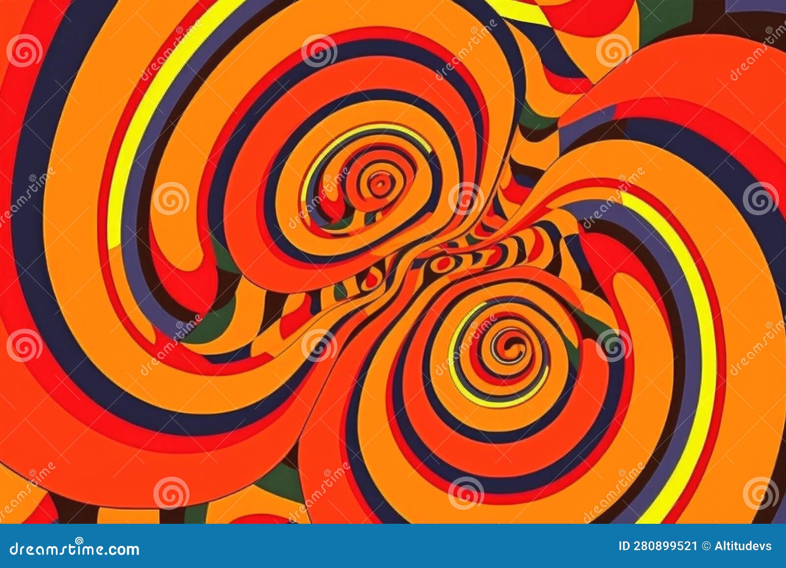 Vintage Psychedelic Poster With Whimsical Illustration Of Flowers ...