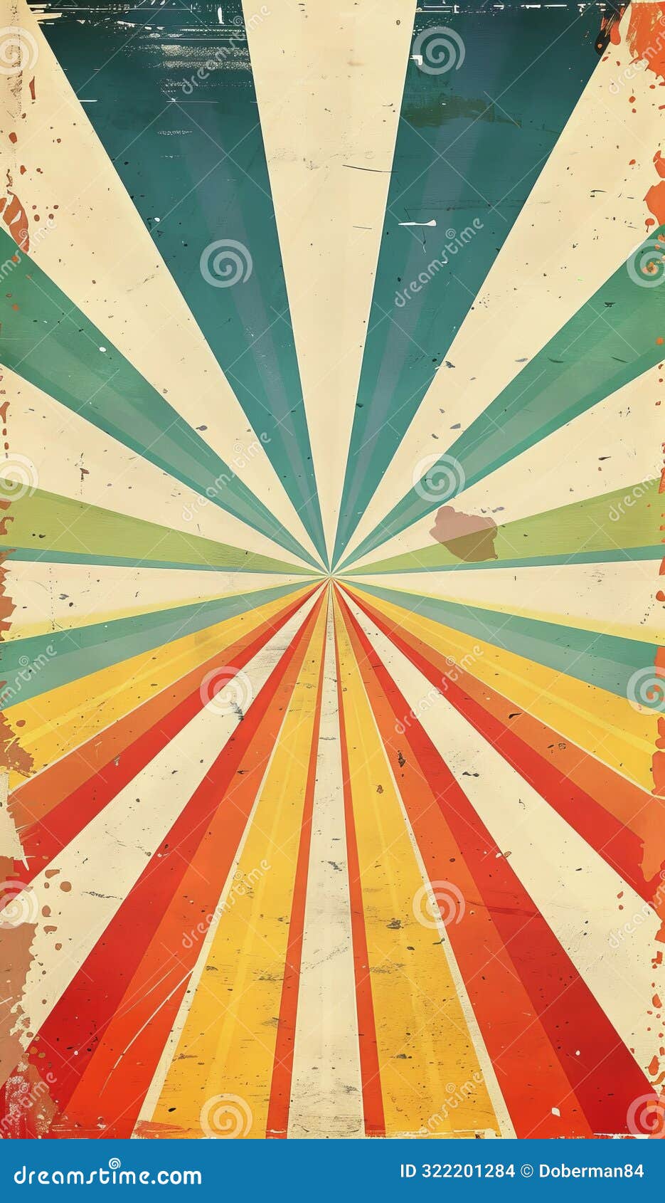 Vintage Rainbow Sunburst Pattern With Distressed Texture Stock Photo ...