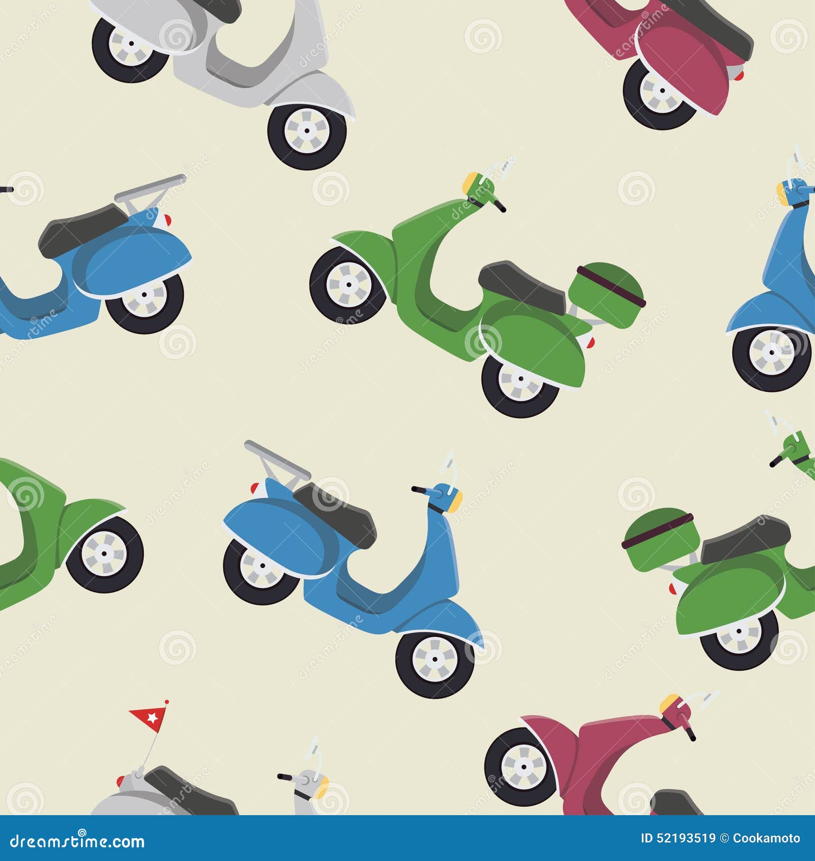 Retro Vintage Seamless Vector Scooter Pattern Stock Vector ...