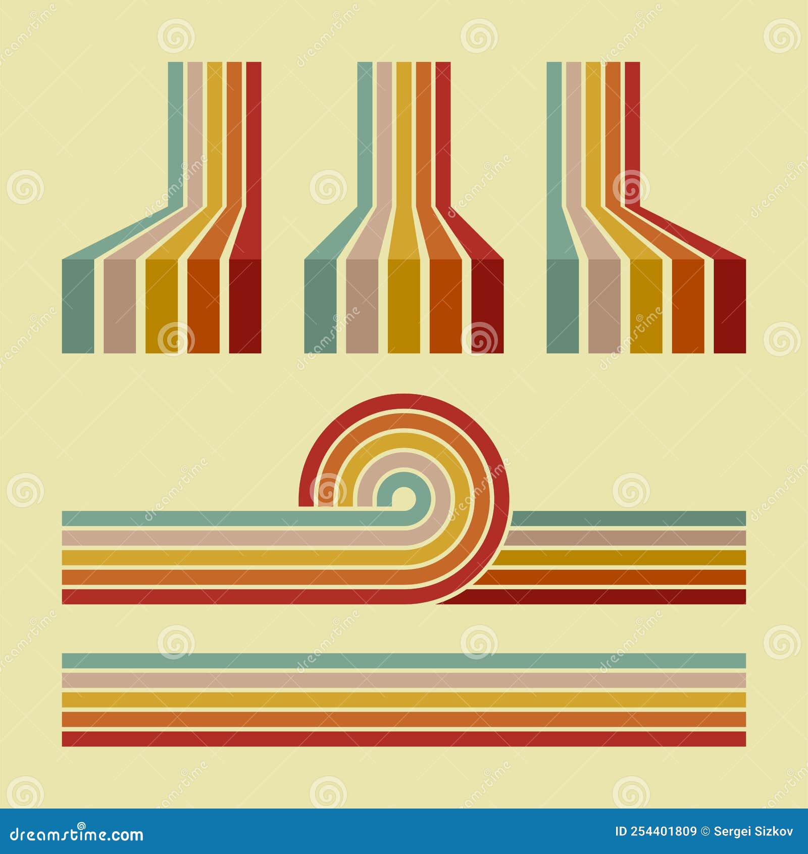 Retro Vintage Style Stripes Set for Abstract Pattern. Vector Stock ...