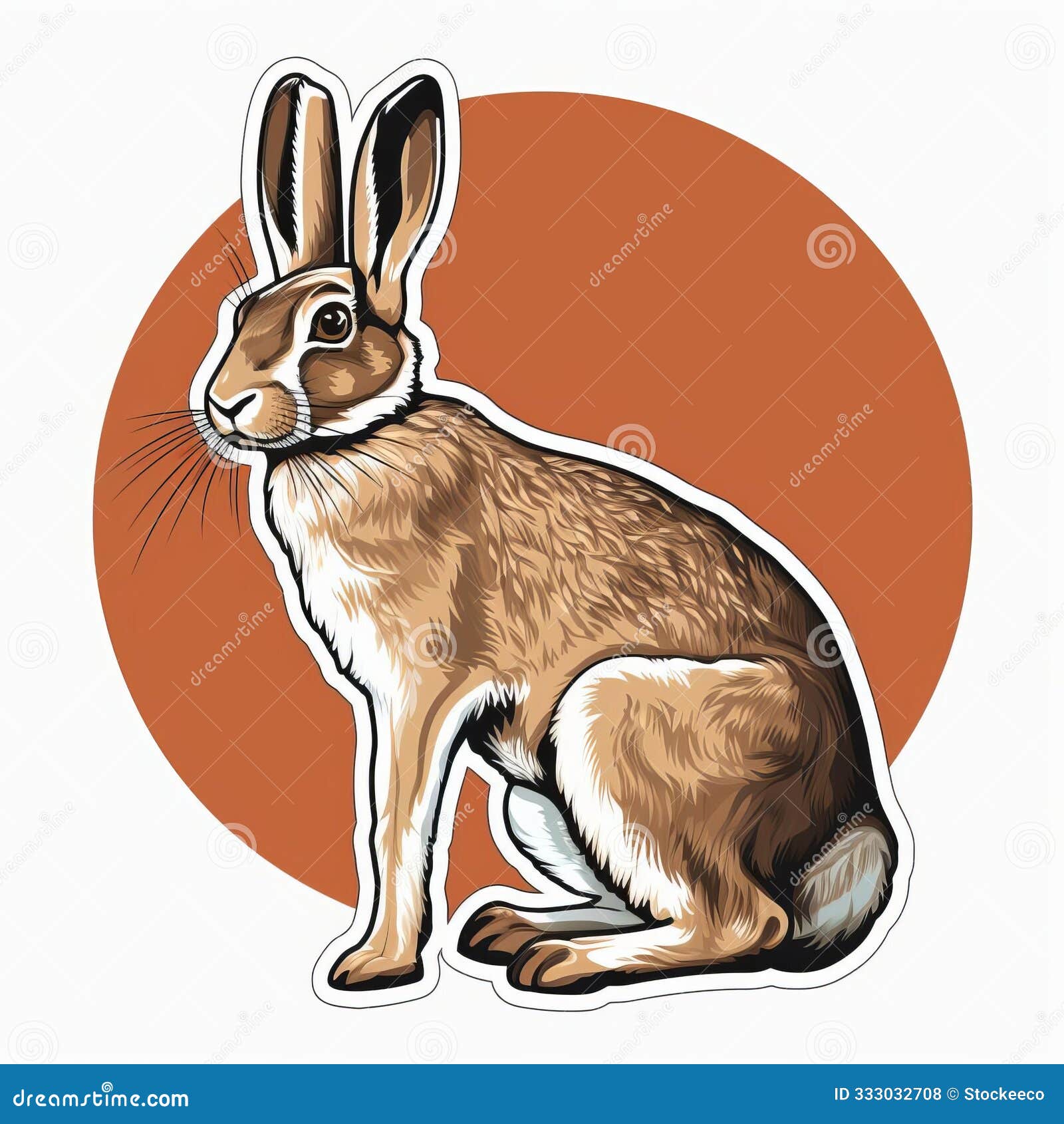 Retro Vintage Style Vector Sticker of Hare White Outline Stock ...