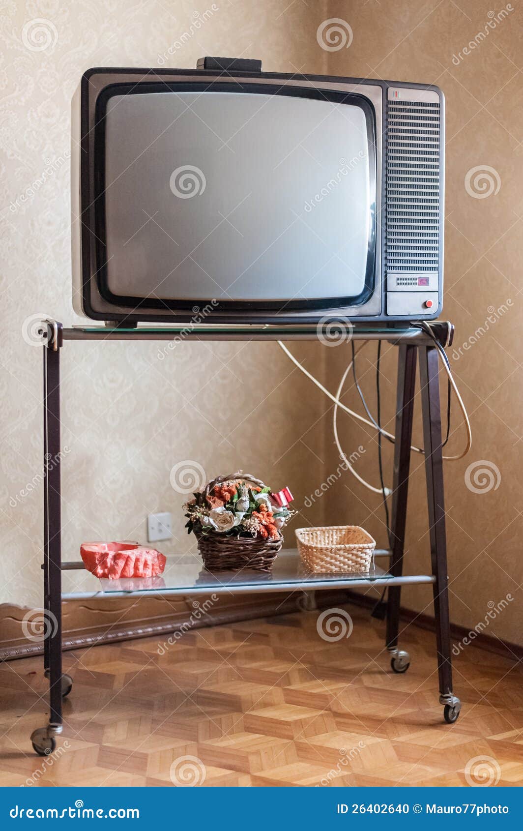 Vintage Television Glowing In A Futuristic Urban Setting Royalty-Free ...