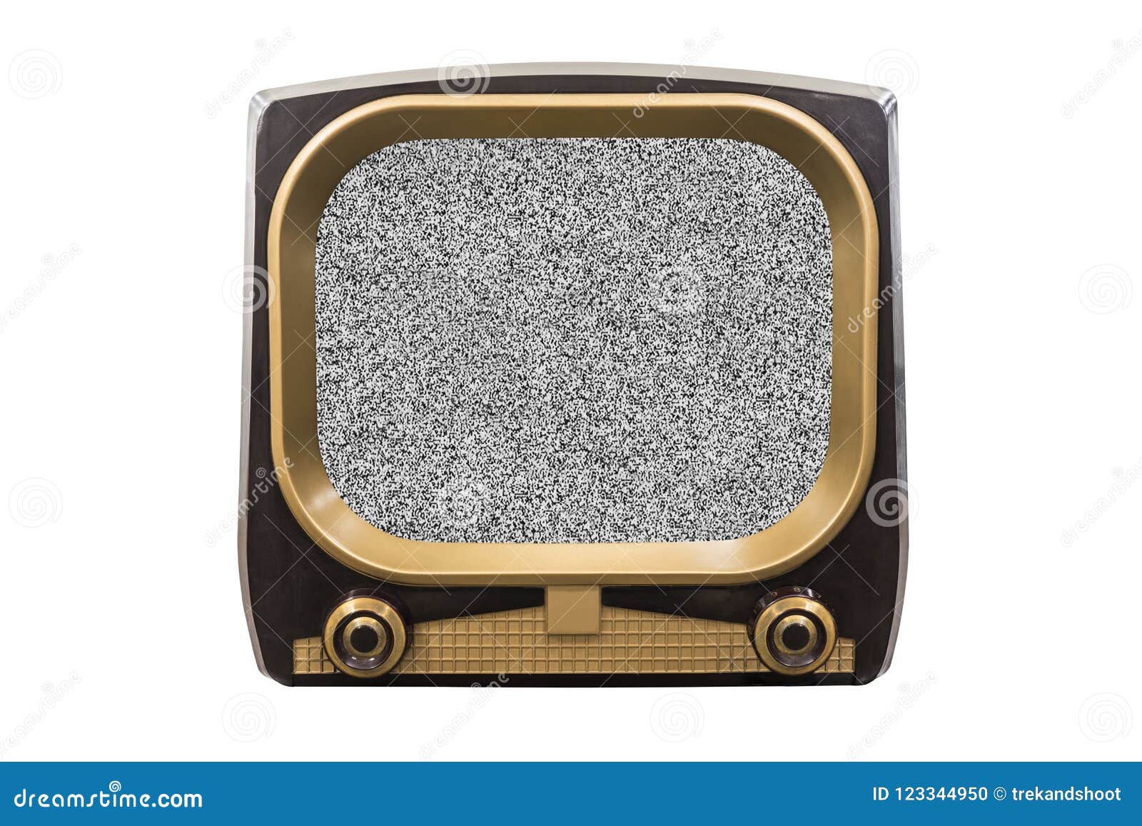 Retro Vintage Television with Static Screen Stock Photo - Image of ...