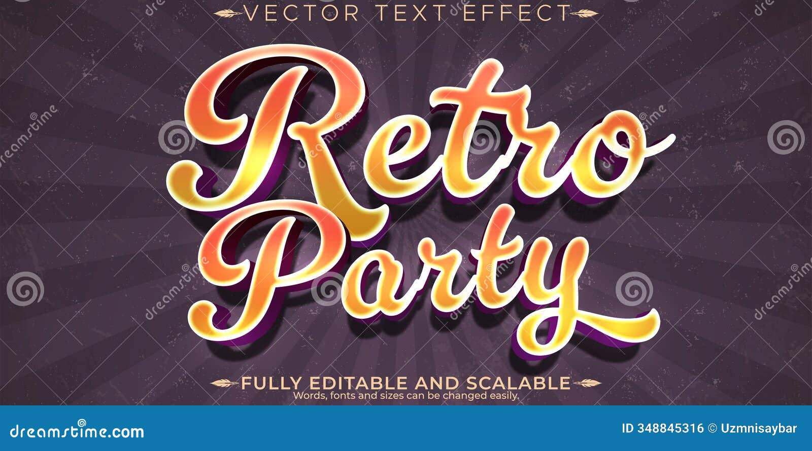 Retro Vintage Text Effect, Editable 70s and 80s Text Style Stock Vector ...