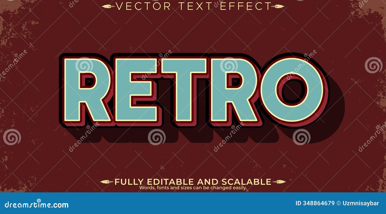 Retro Vintage Text Effect, Editable 70s and 80s Text Style Stock Vector ...