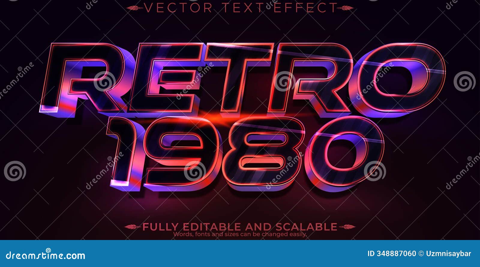 Retro, Vintage Text Effect, Editable 70s and 80s Text Style Stock ...