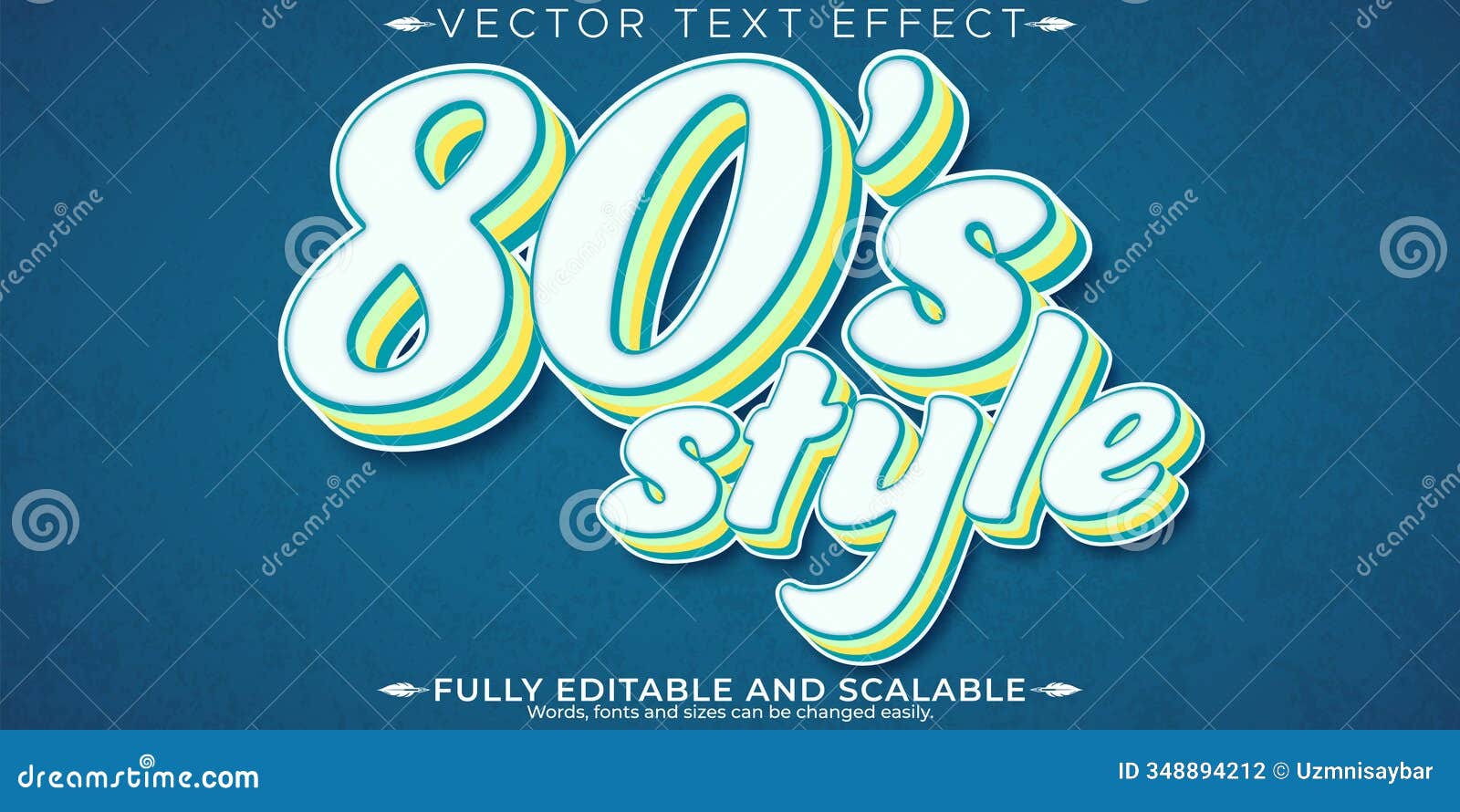 Retro Vintage Text Effect, Editable 70s and 80s Text Style Stock Vector ...