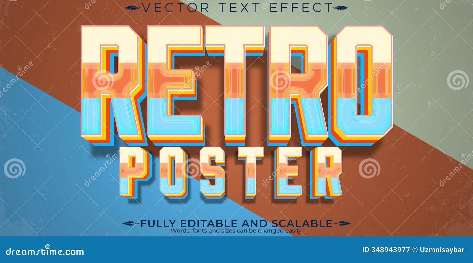 Retro, Vintage Text Effect, Editable 70s and 80s Text Style Stock ...