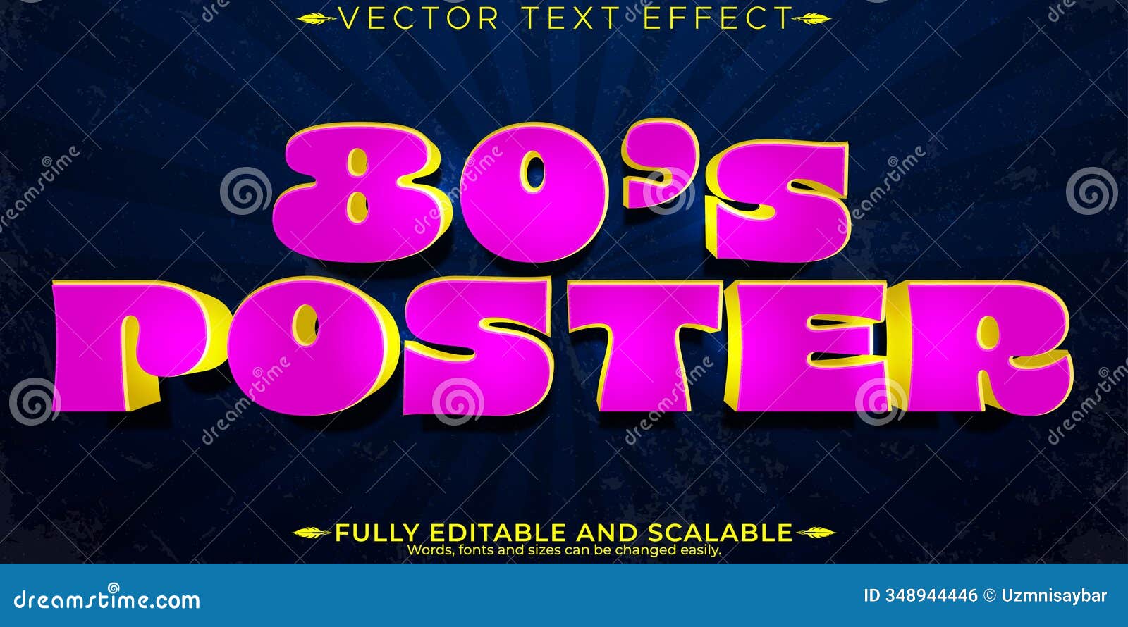 Retro, Vintage Text Effect, Editable 70s and 80s Text Style Stock ...