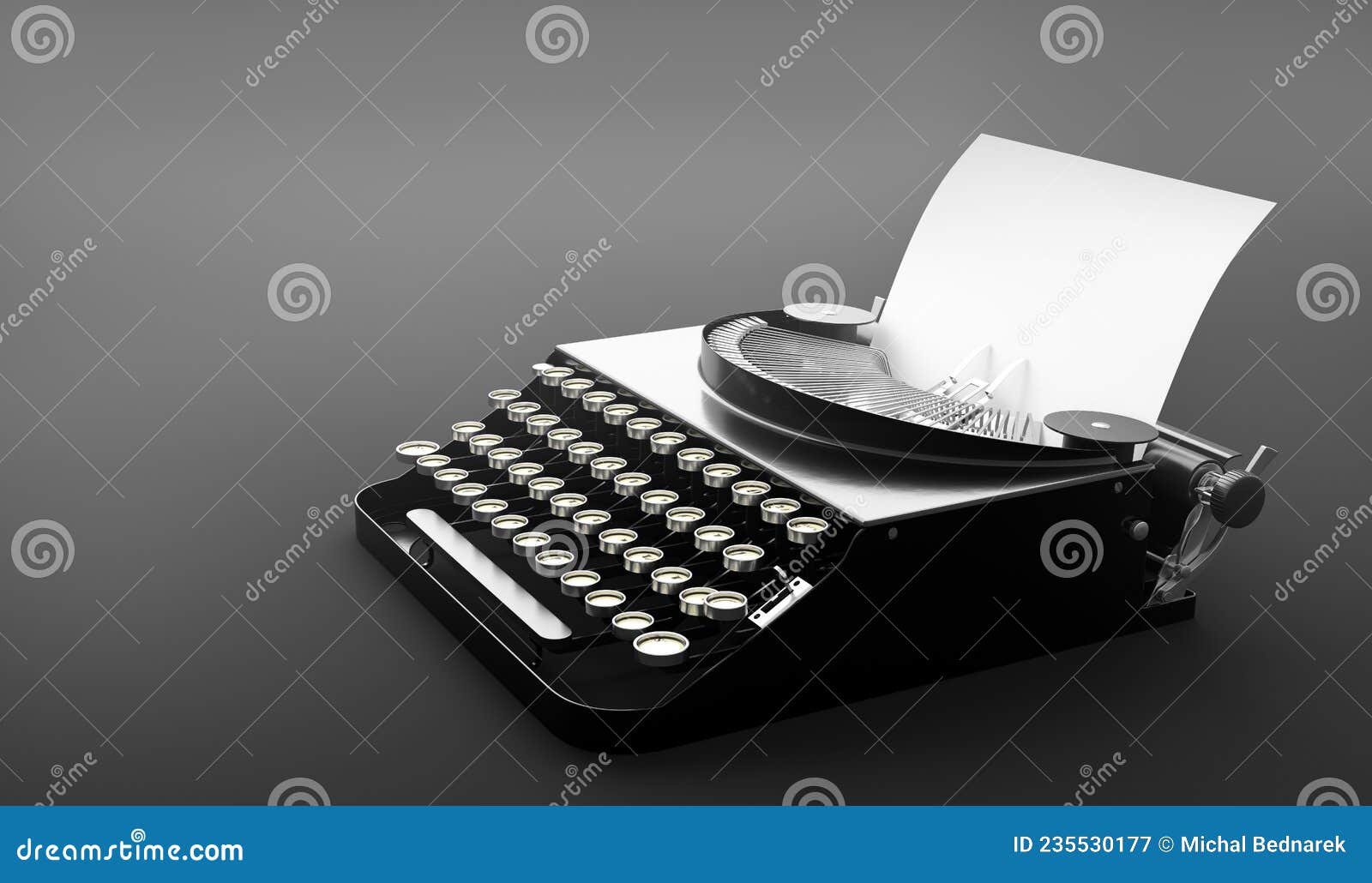 Retro Vintage Typewriter with Blank Piece of Paper Stock Image - Image ...