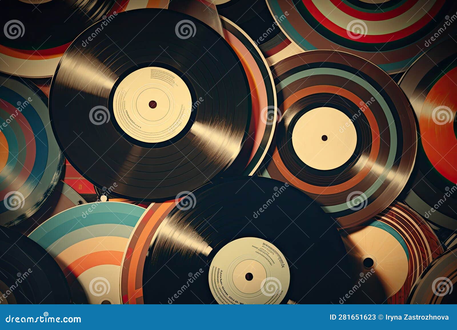 Retro Vintage Vinyl Records Background Stock Illustration ...