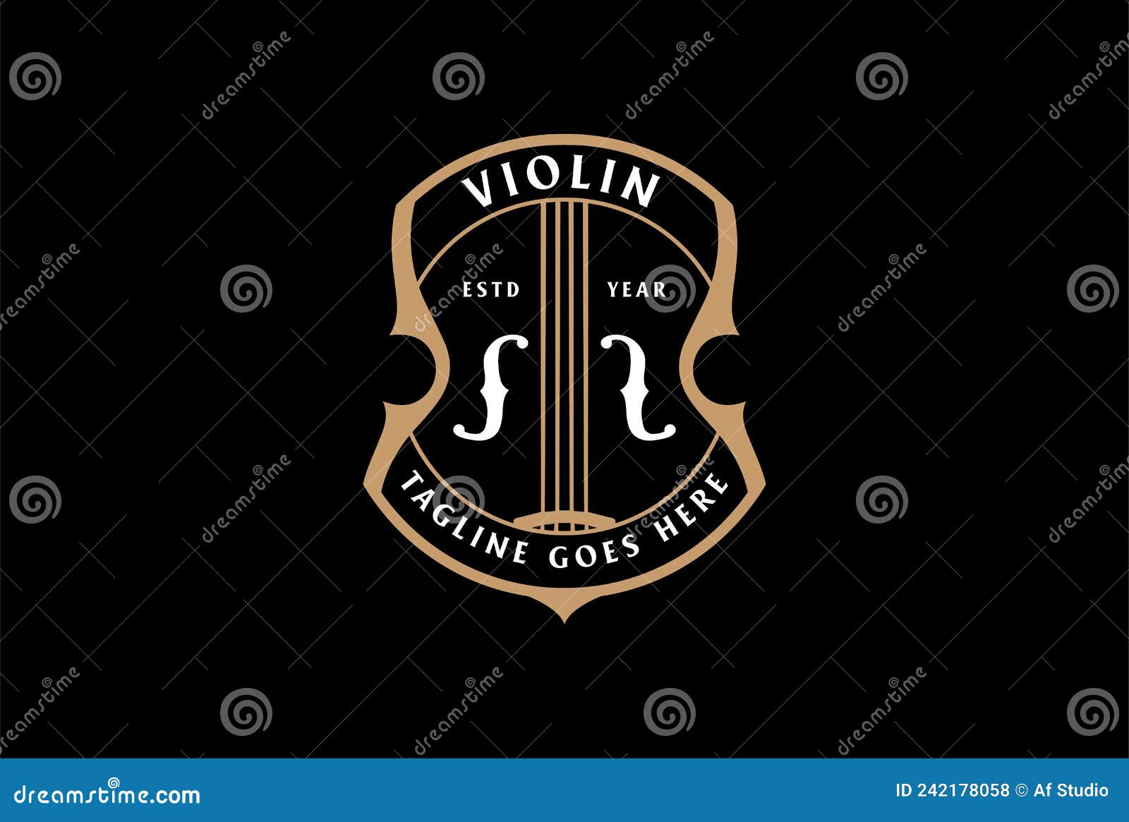 Retro Vintage Violin Badge Emblem Label Logo Design Vector Stock Vector ...