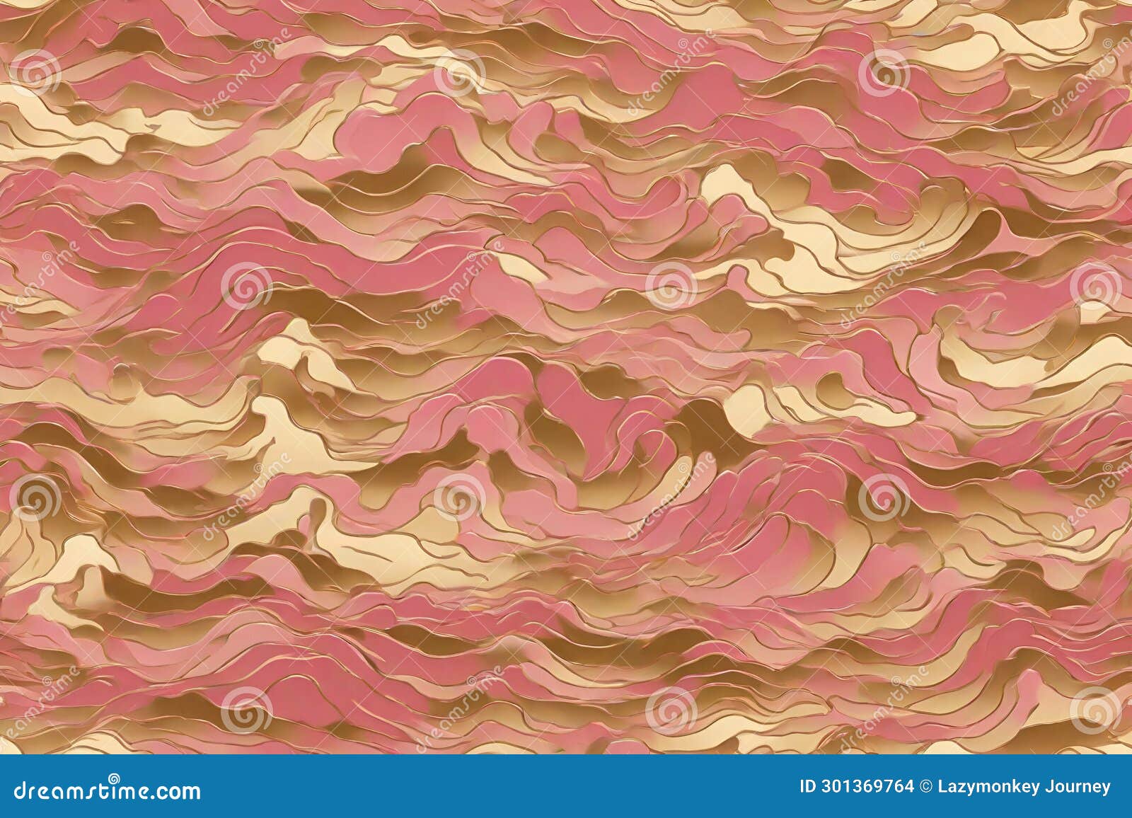 Retro Vintage Wavy Pattern in Gold and Pink Stock Illustration ...