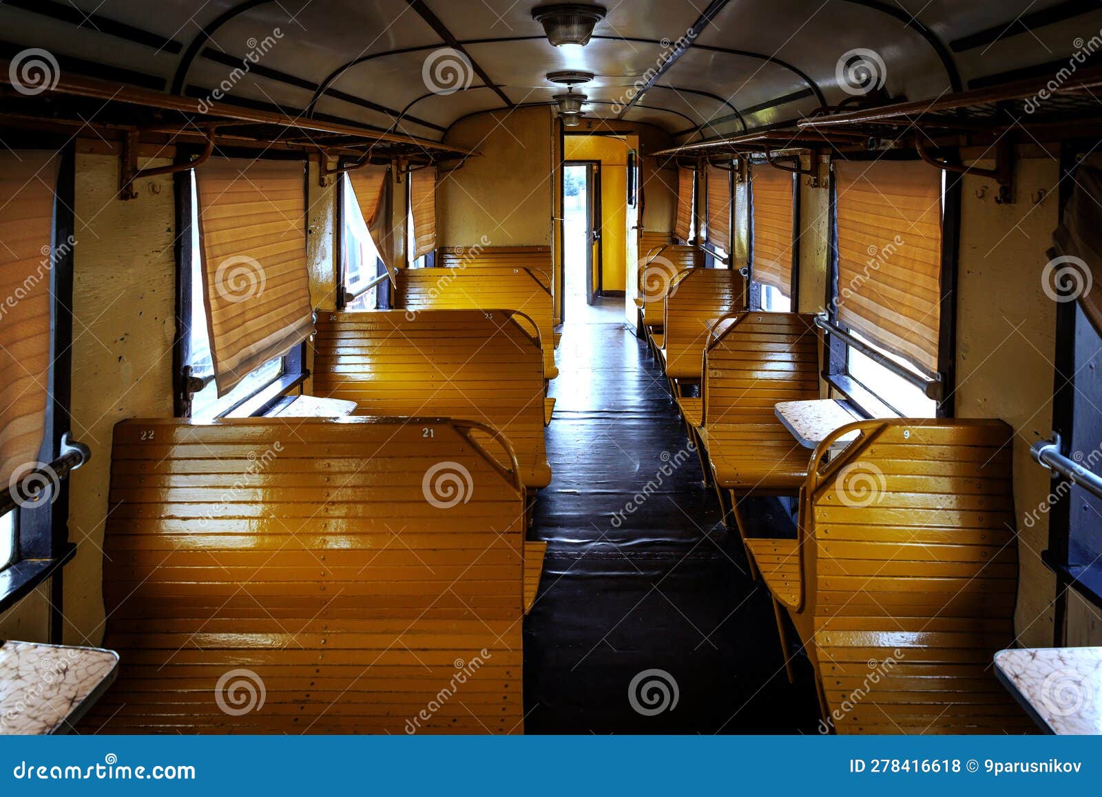Retro Vintage Wooden Railway Carriage. Stock Photo - Image of chair ...