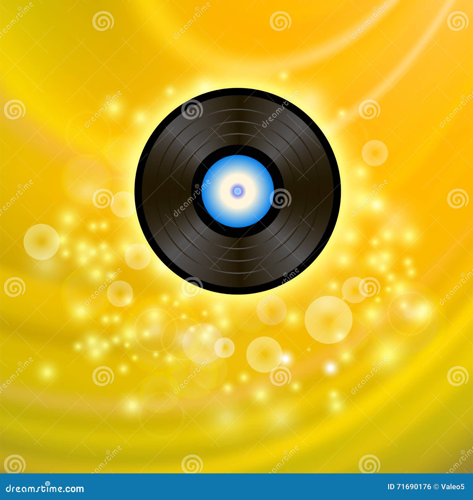 Retro Vinyl Disc on Yellow Background Stock Vector - Illustration of ...