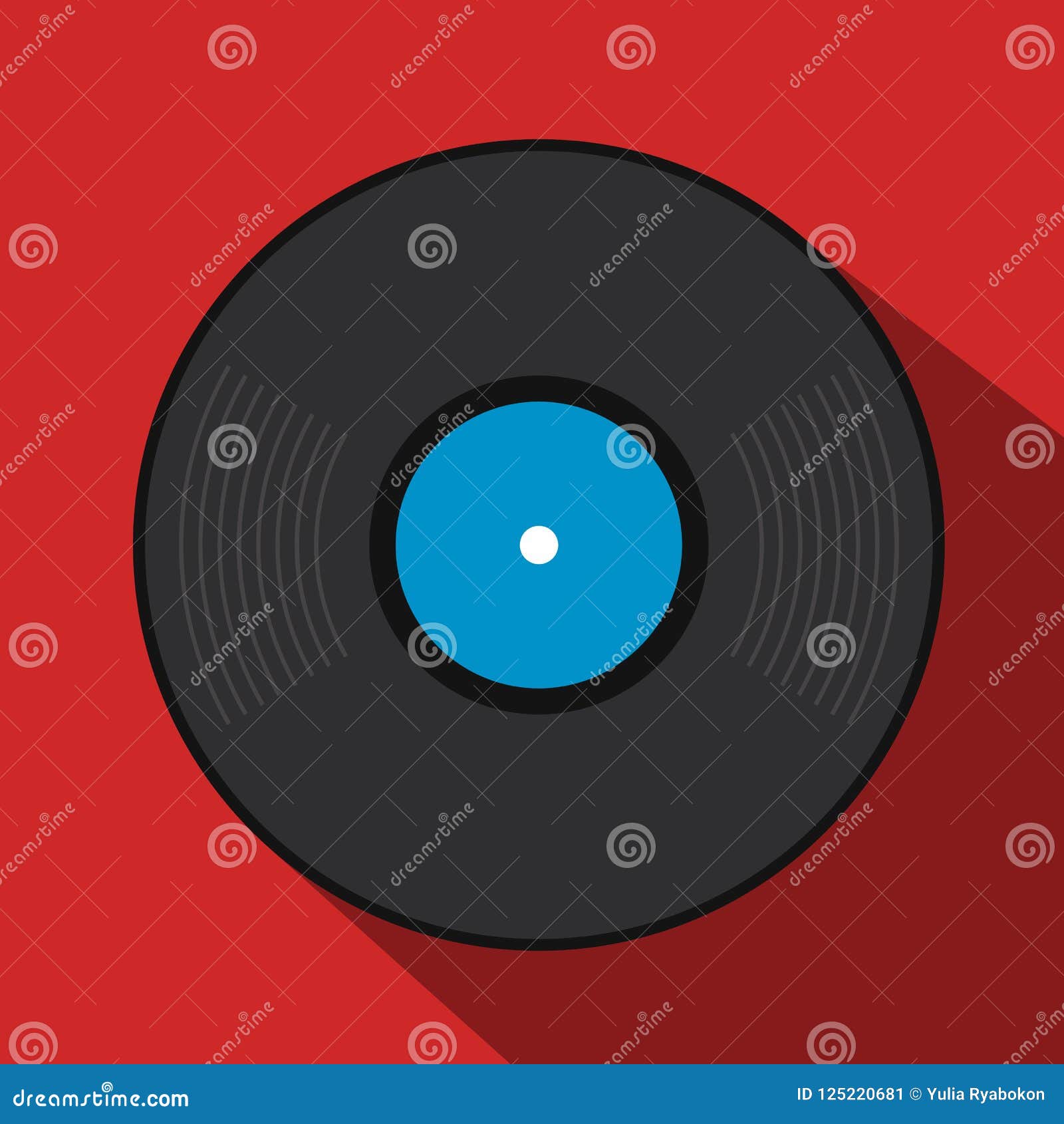 Retro Vinyl Record Flat Icon Stock Vector - Illustration of play, disc ...