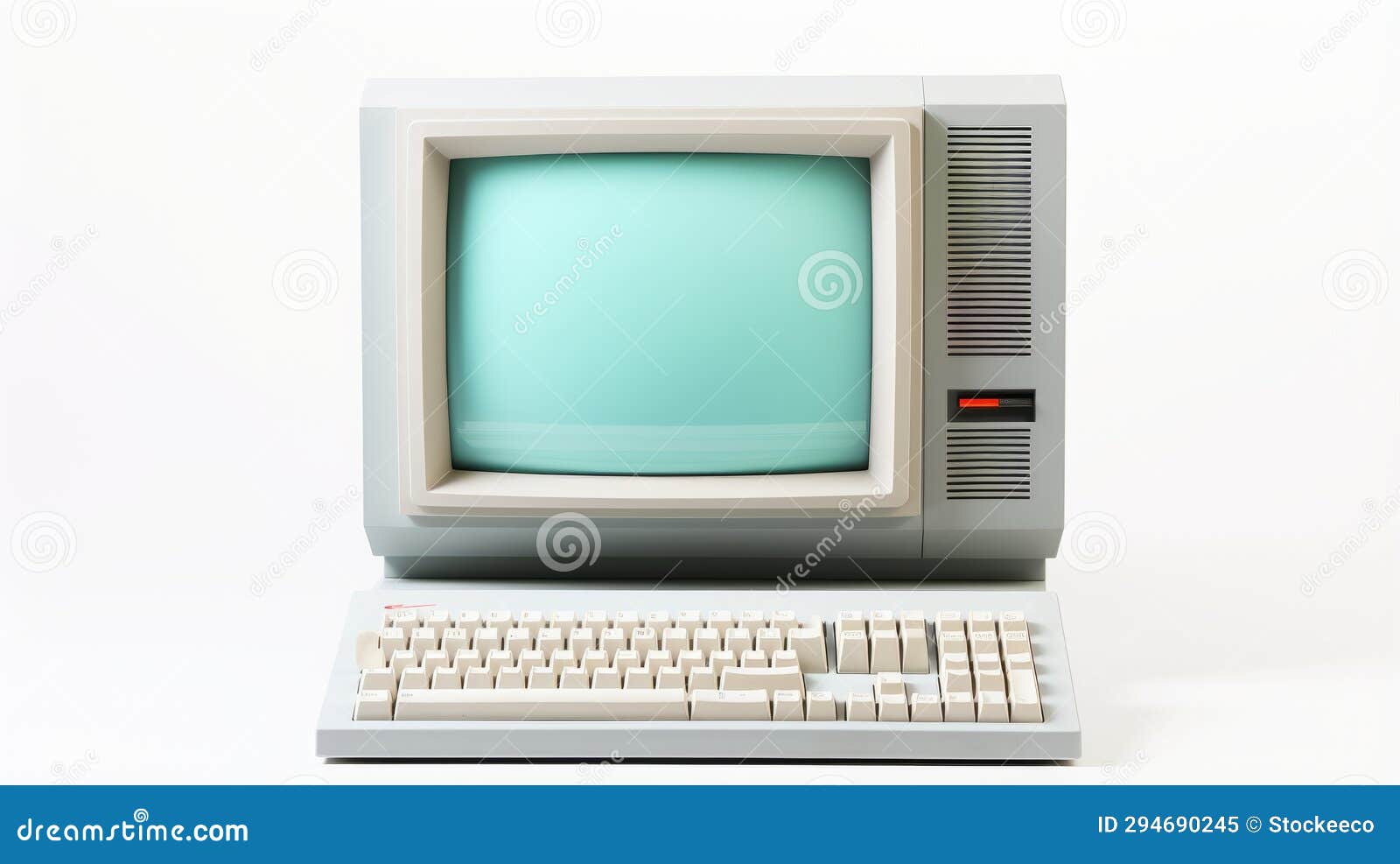 Retro Visuals: Sculpted Computer on White Background Stock Illustration ...