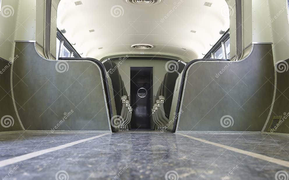 Retro Wagon Train Interior in Green Tone Stock Photo - Image of inside ...