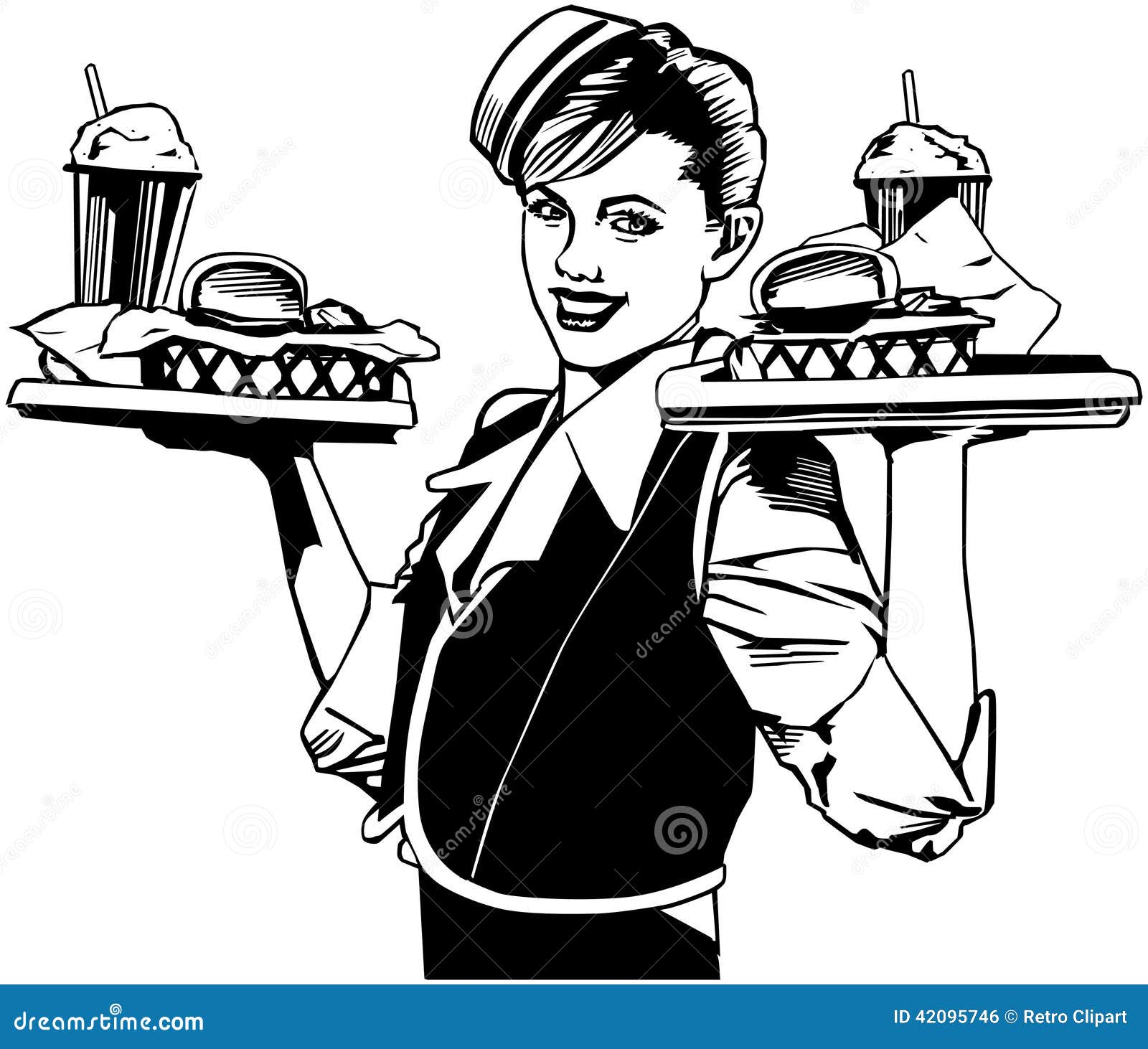 Retro Waitress Stock Vector Illustration Of Beverag 42095746