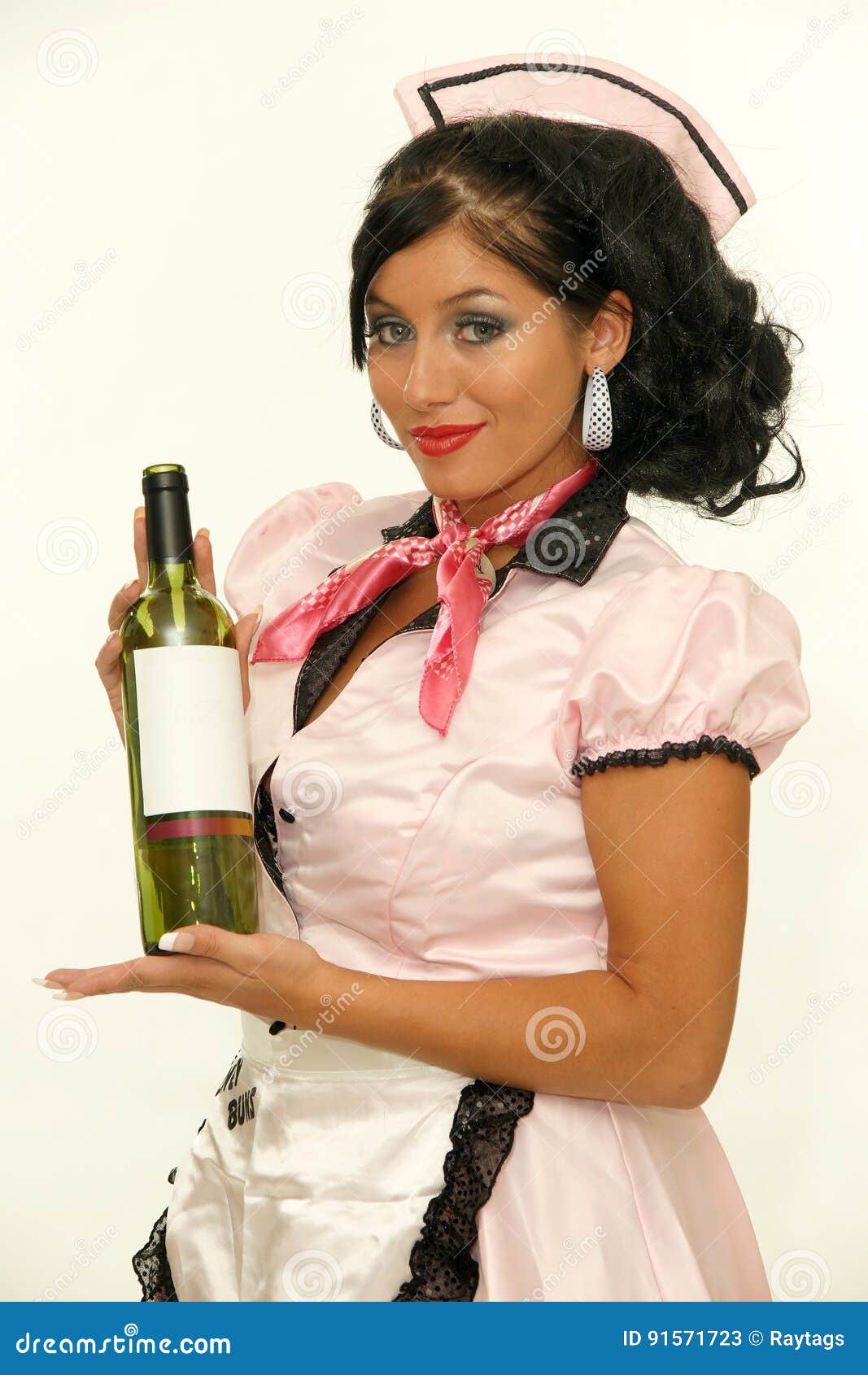 Retro waitress stock image. Image of alcoholic, wine - 91571723