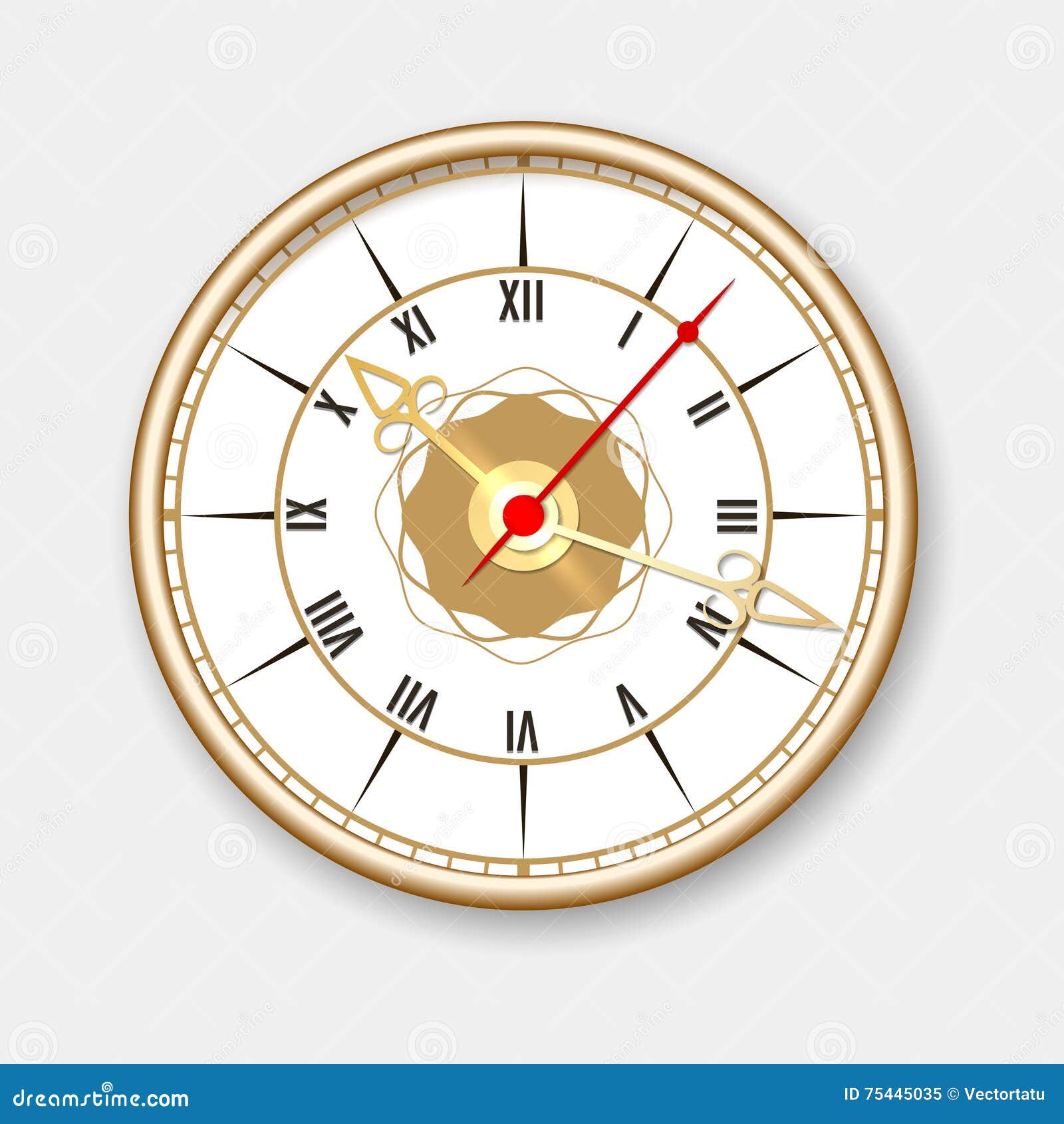 Retro wall clock icon stock vector. Illustration of gold - 75445035