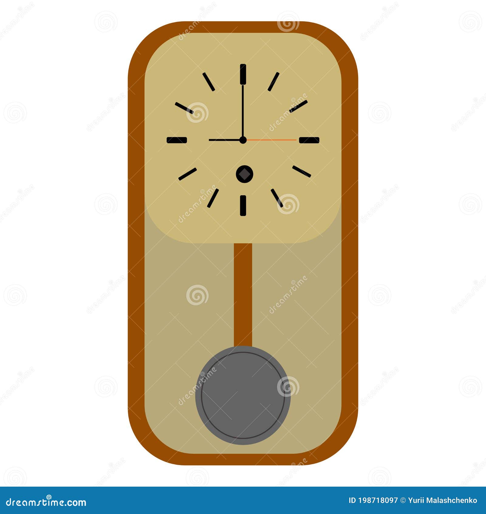 Retro Wall Clock with a Mechanical Pendulum Stock Illustration ...