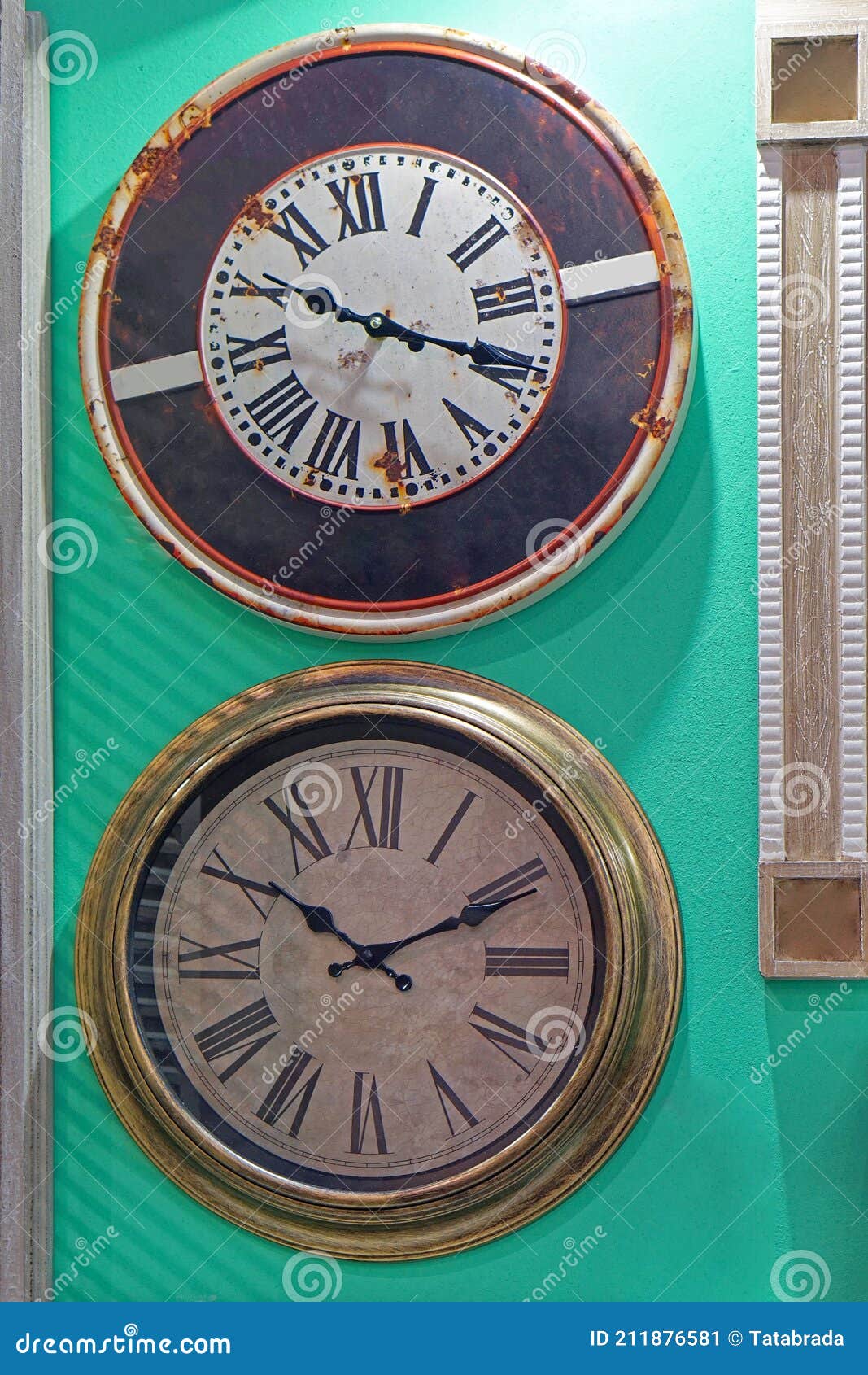 Retro wall clocks stock image. Image of round, time - 211876581