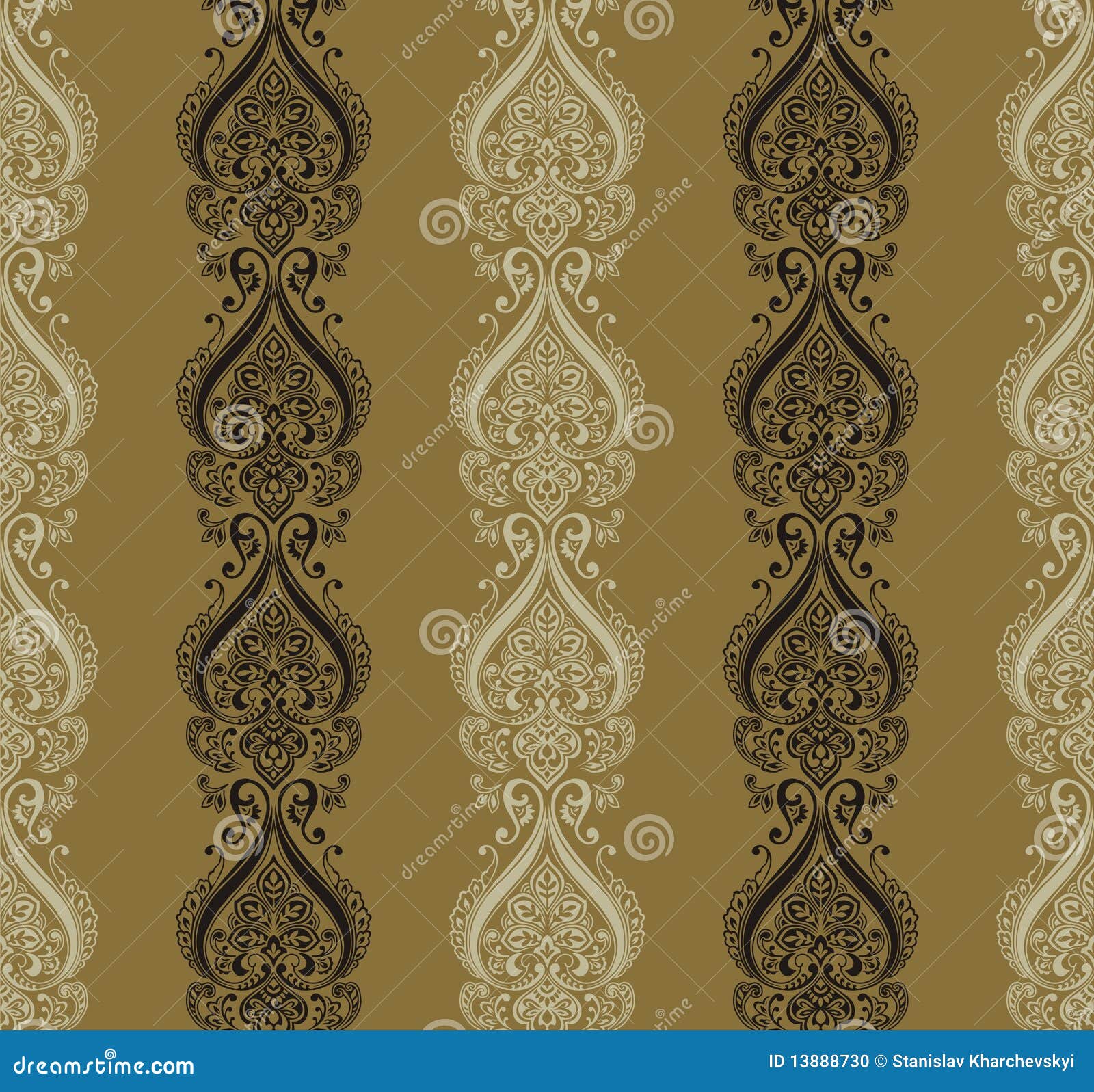 Retro wallpaper seamless stock vector. Illustration of damask - 13888730
