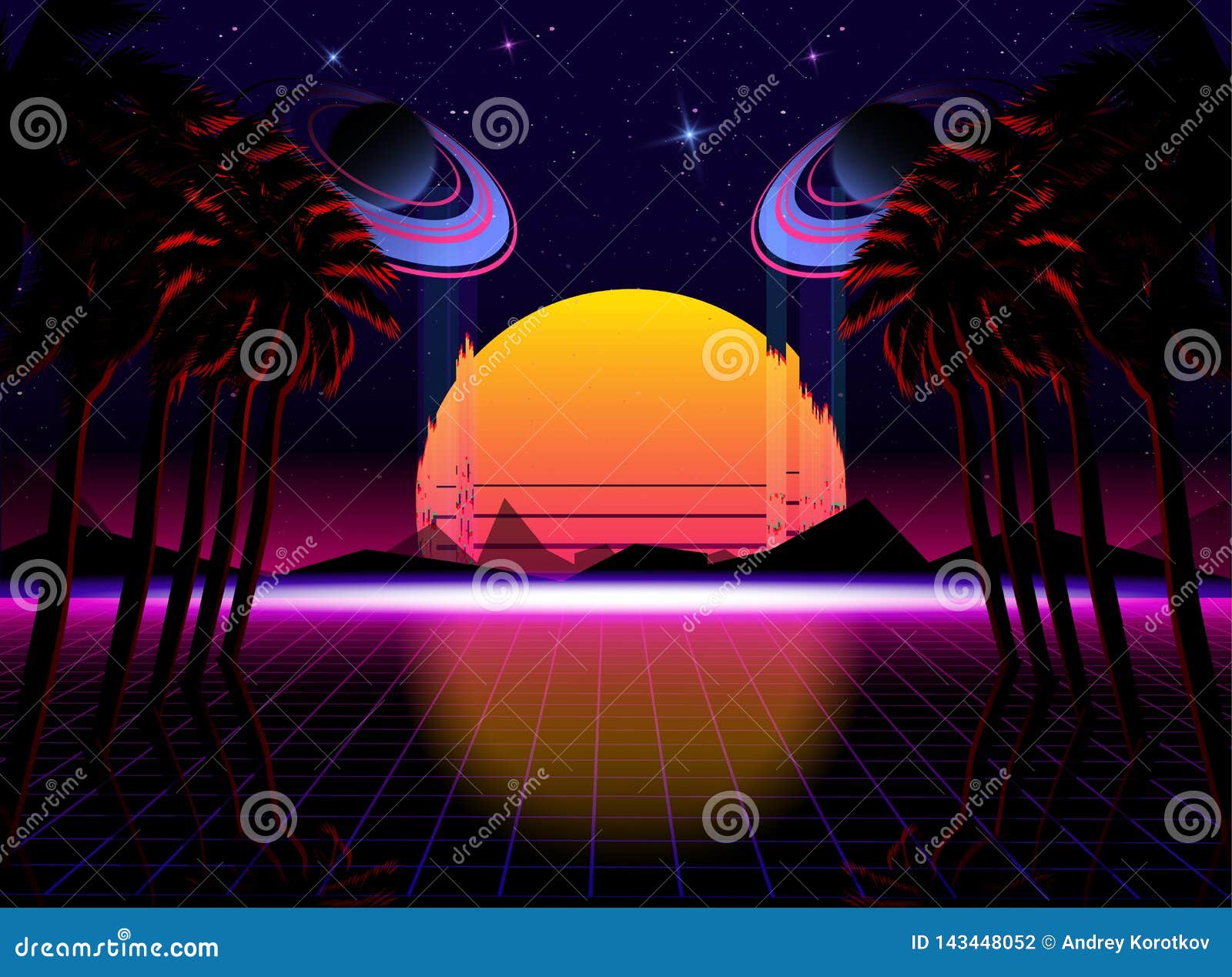 Retro Wave Background Place for Text Stock Vector - Illustration of ...