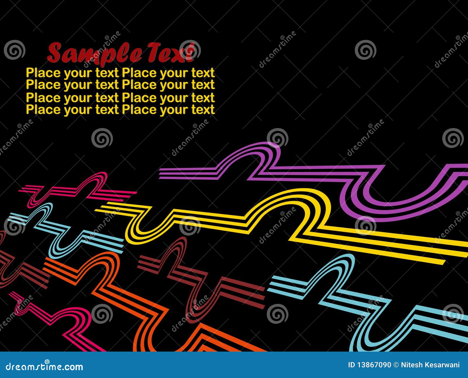 Retro Wave Background with Text Space Stock Vector - Illustration of ...