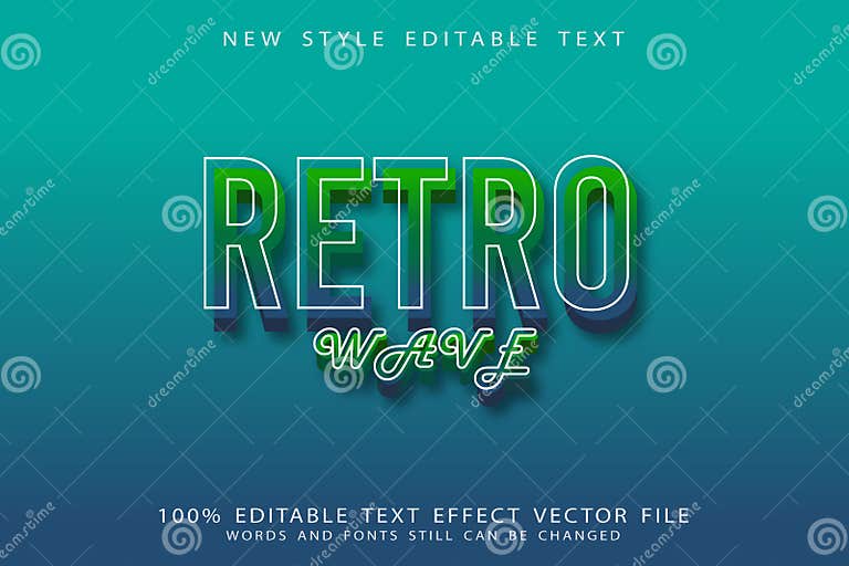 Retro Wave Editable Text Effect 3D Emboss Retro Style Stock Vector ...
